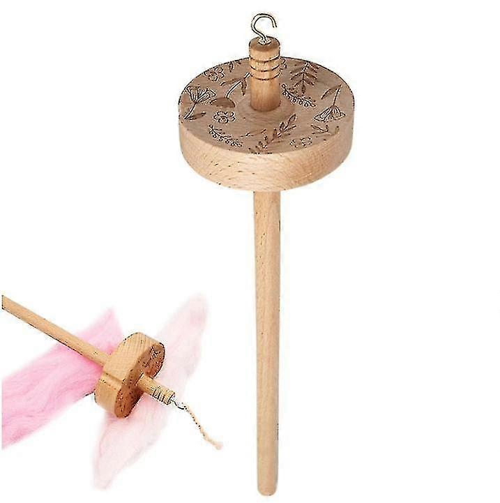 Top Whorl Spin Wooden Spindle Kit, Carved Design Yarn Spinner, Hand ...