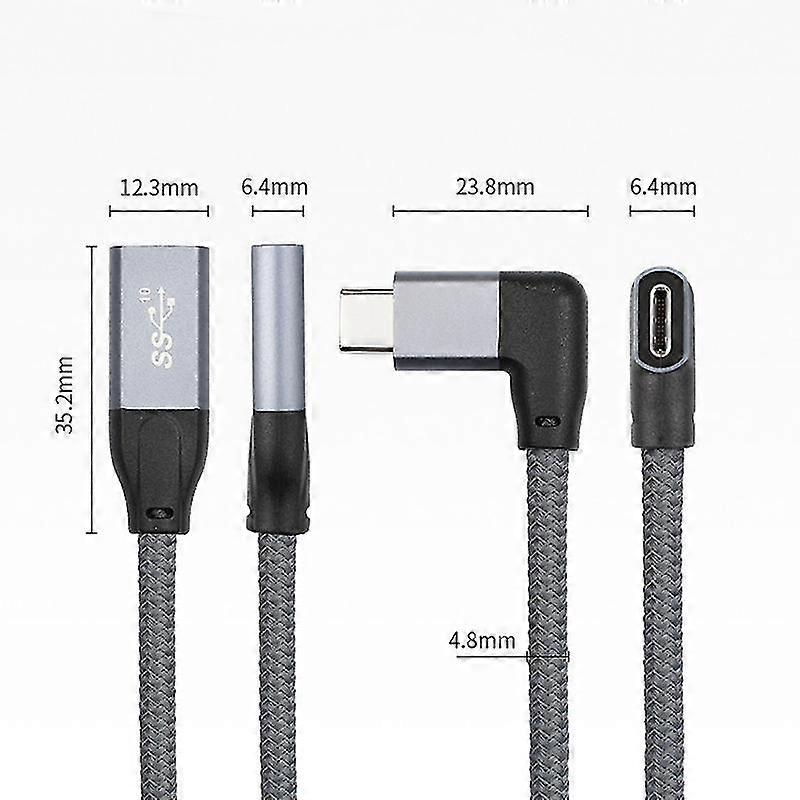 100w Pd 5a Curved Usb3.1 Type-c Extension Cable 4k @60hz 10gbps Usb-c ...