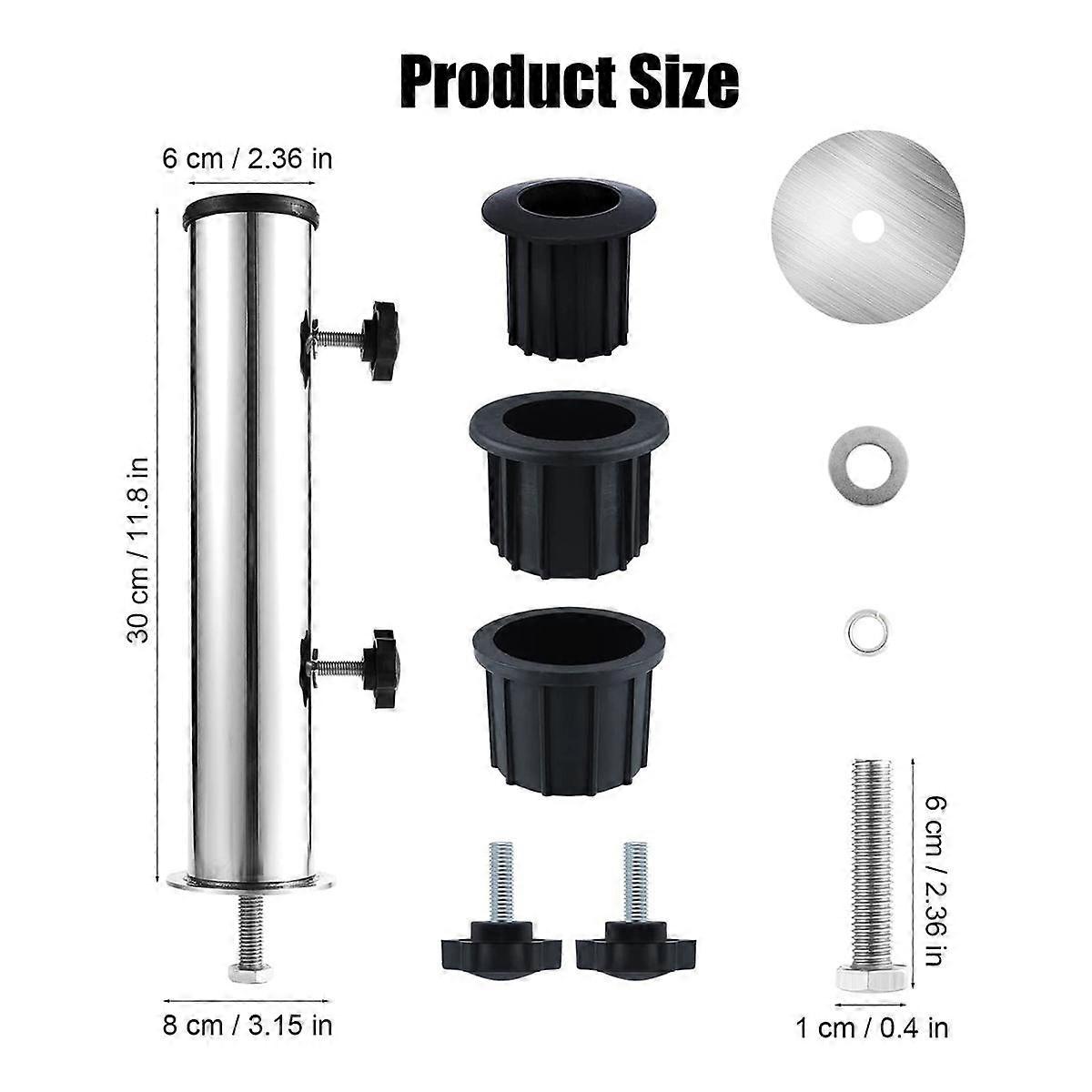 Umbrella Pole Mount Stand Tube Set, Outdoor Parasol Base Holder Insert ...