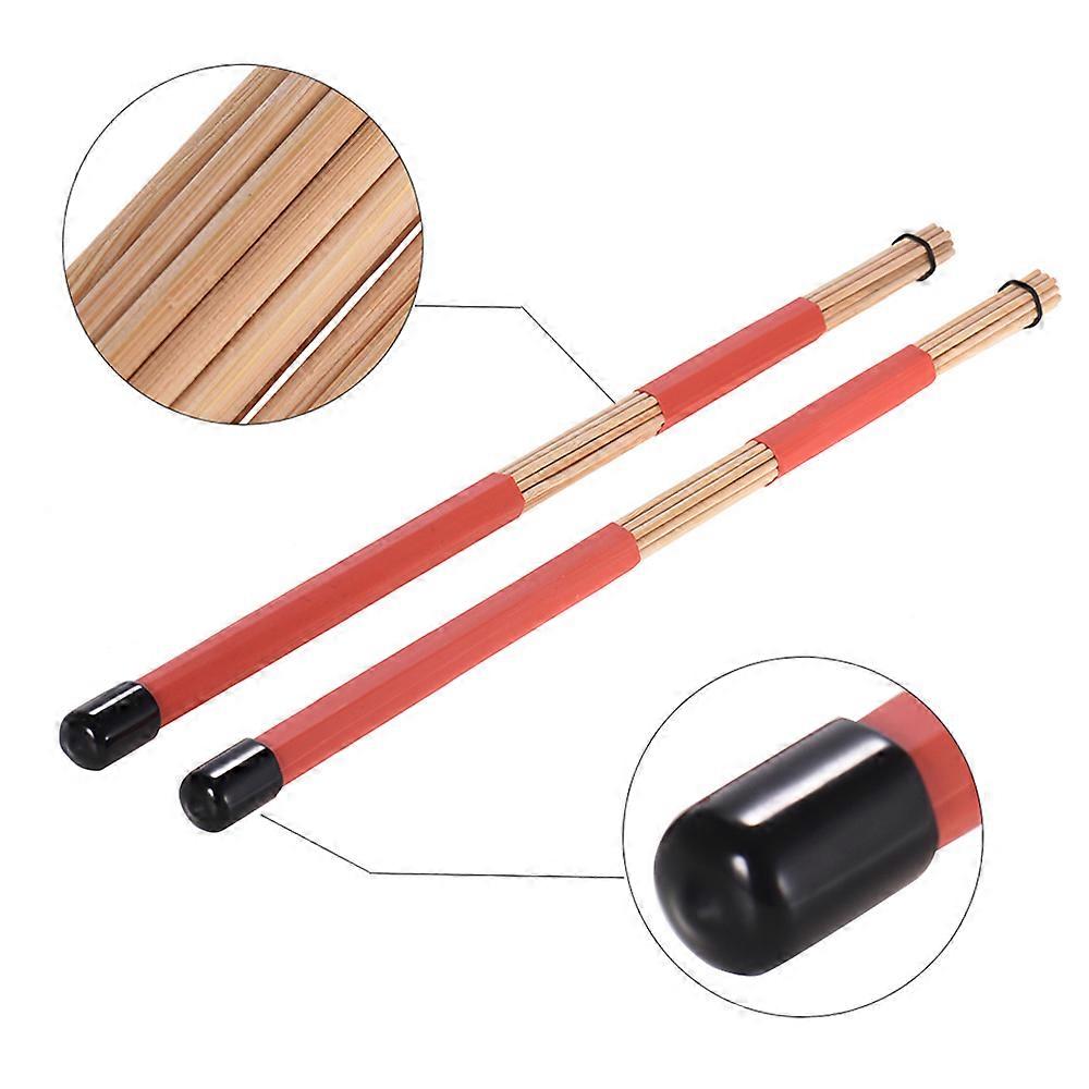1 Pair Drum Rods Sticks + 1 Pair Drum Brushes Drum Stick Set with Storage Bag for Jazz Folk ...