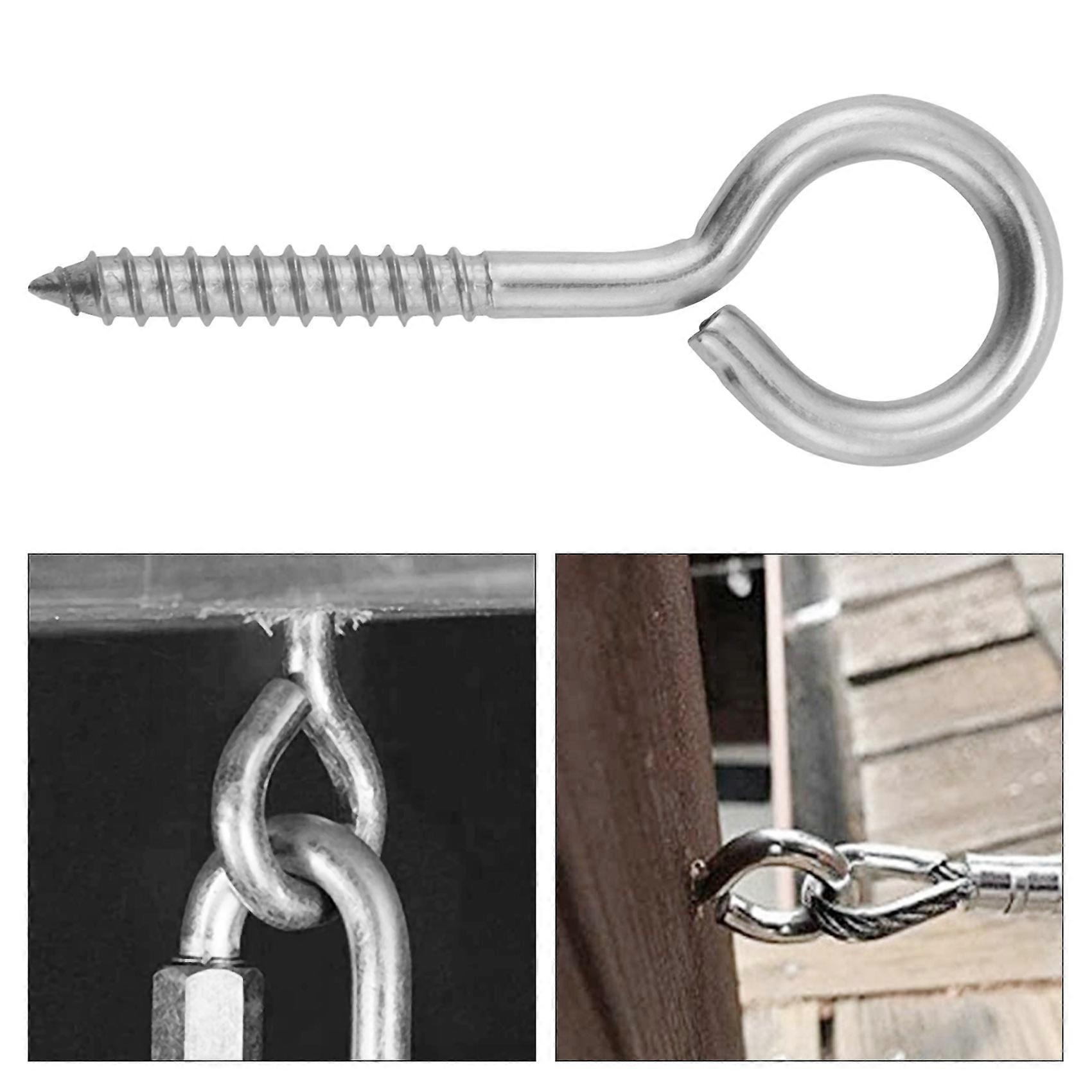 10 Pack Stainless Steel Eye Shape Screws Metal Hook Wood Terminal Ring ...