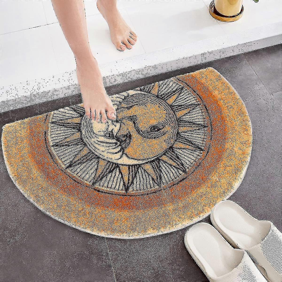 Boho Half Round Door Mat, Bohemian Sun And Moon Semicircle Door Mats ...