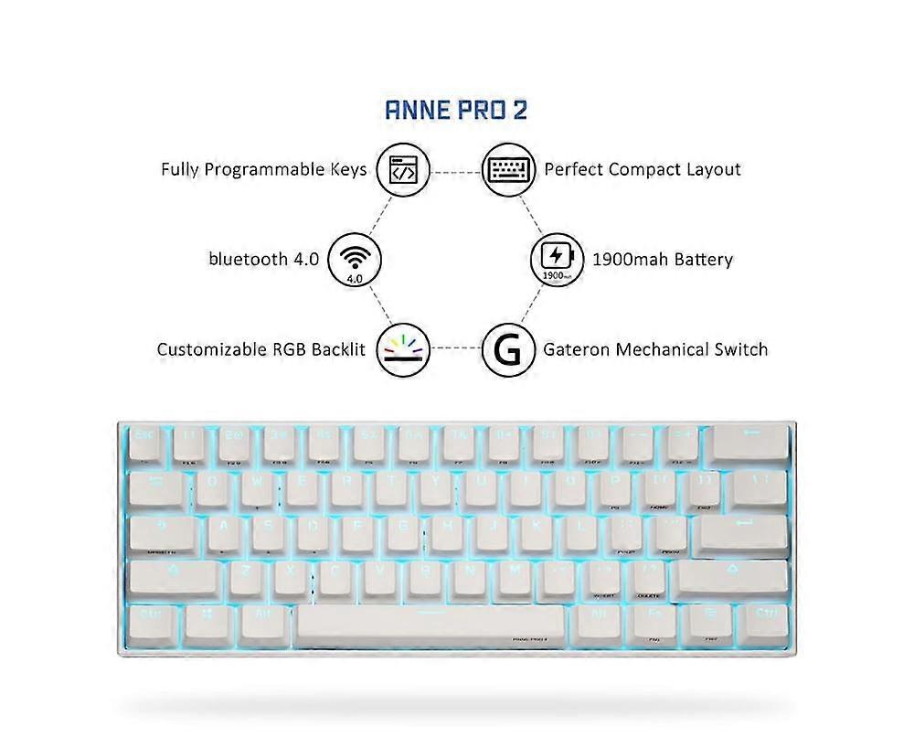 ANNE Pro2 RGB Color Backlight Wireless Bluetooth-compatible Mechanical ...