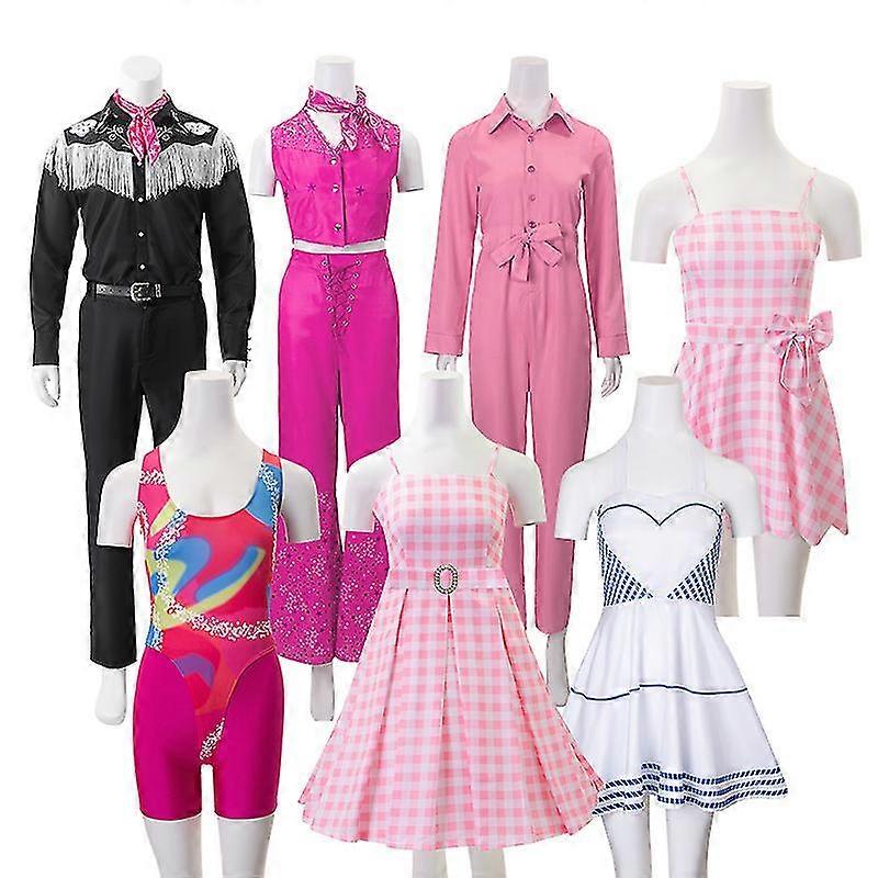 Movie Aduit & Kids Cosplay Margot Robbie Dress Barbi Ken Costume Halloween Women Men Boys Girls ...