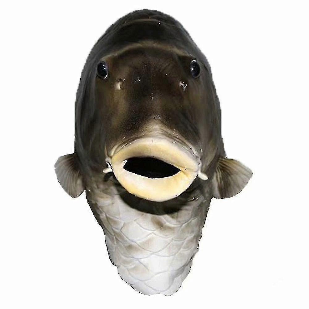 Black Fish Mask Latex Animal Head Mask Gray Fish Costume Headwear ...