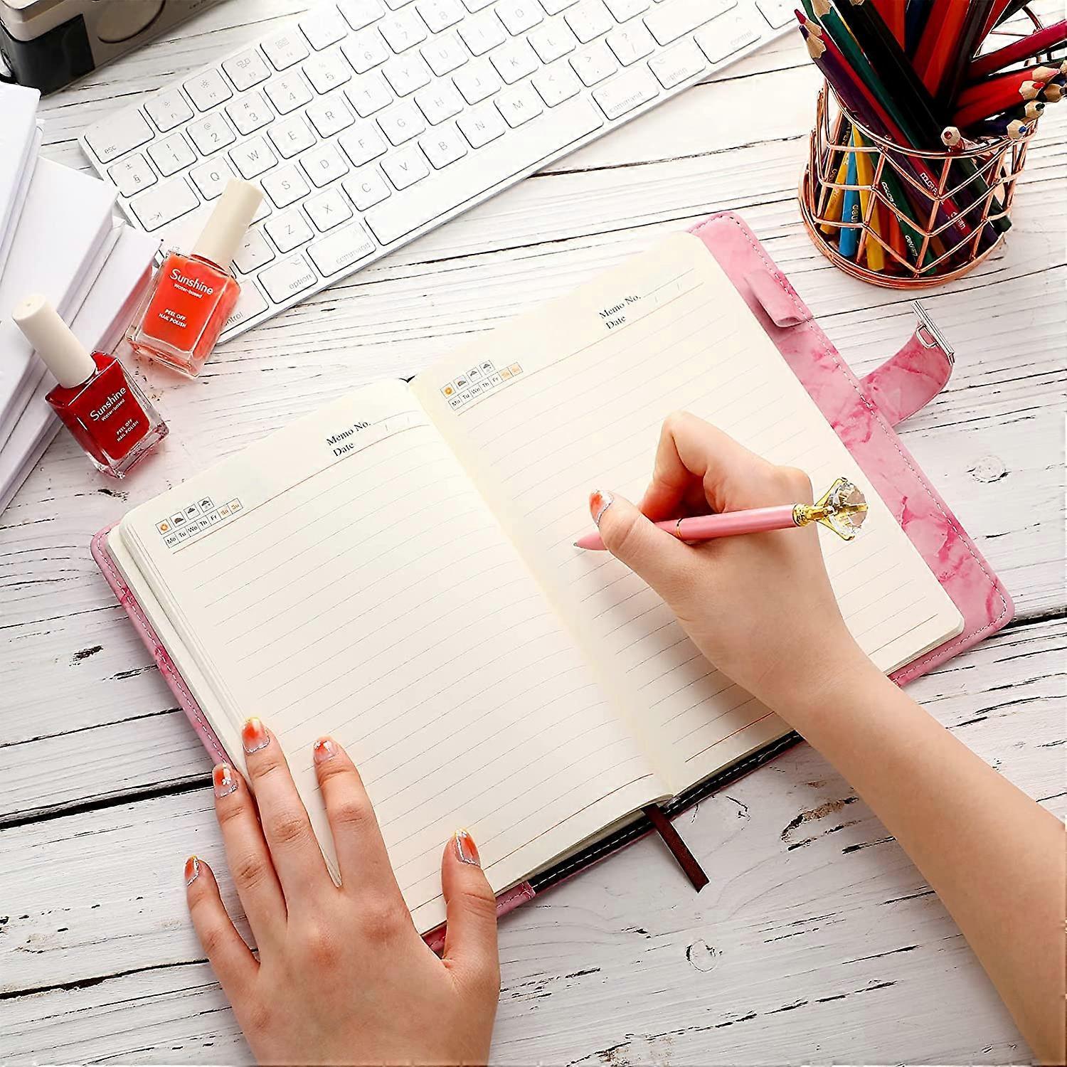 Diary with Lock Marble PU Leather A5 Journal Combination Lock Secret ...