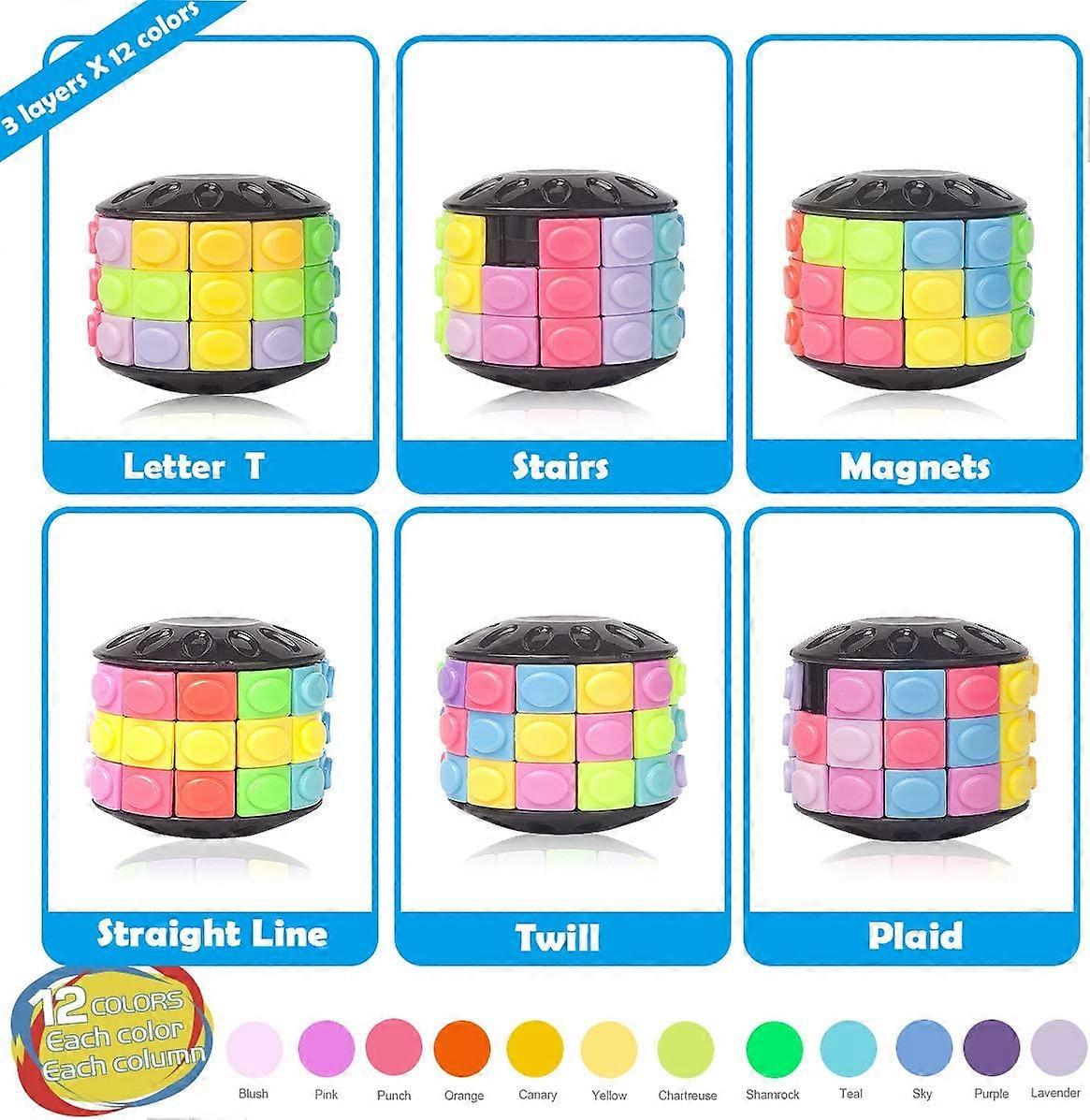 Fidget Toy,Magic Cube Puzzle,Brain Teasers for Adults,Cylinder Rotate ...