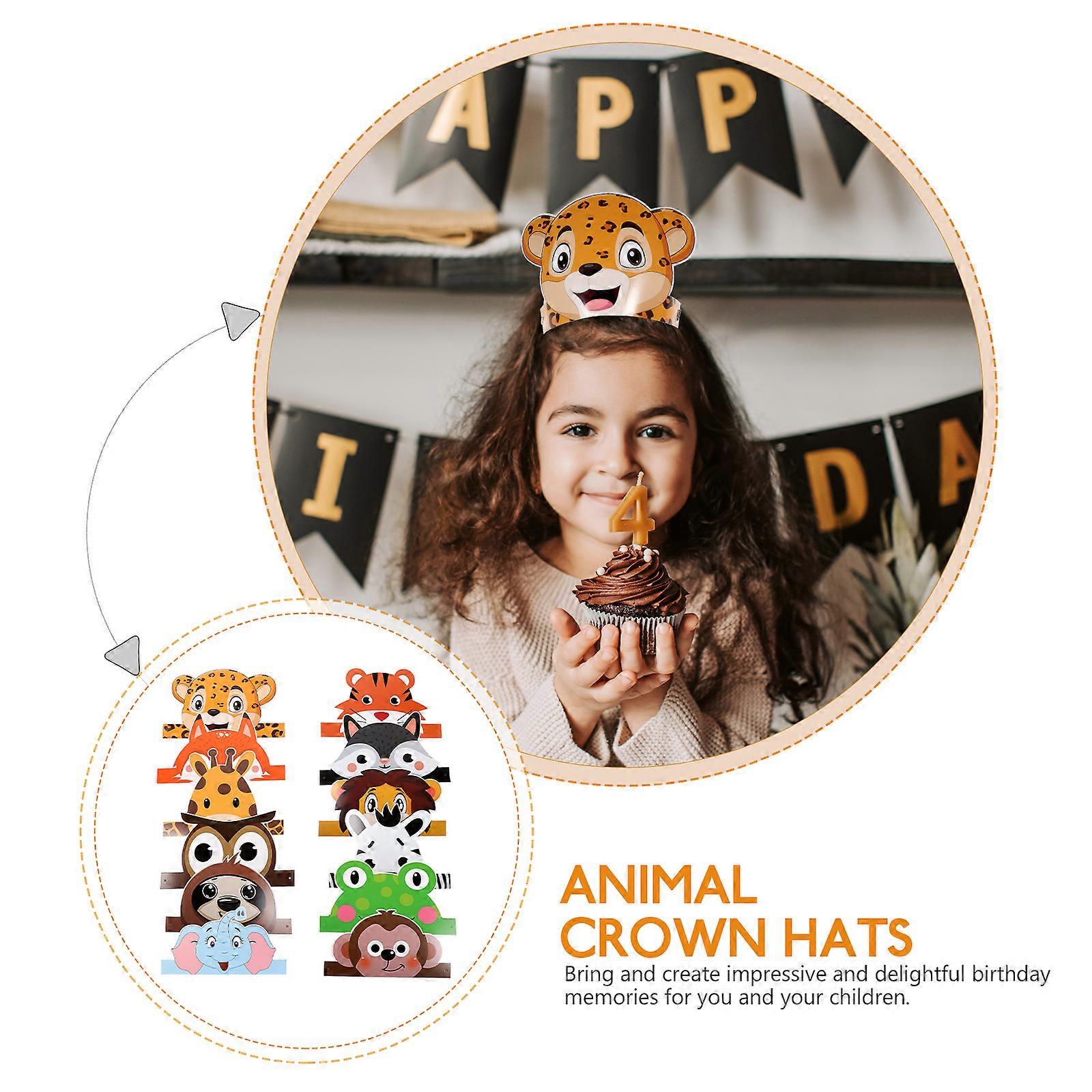12pcs Jungle Animal Paper Birthday Hats Animals Birthday Party Hats ...