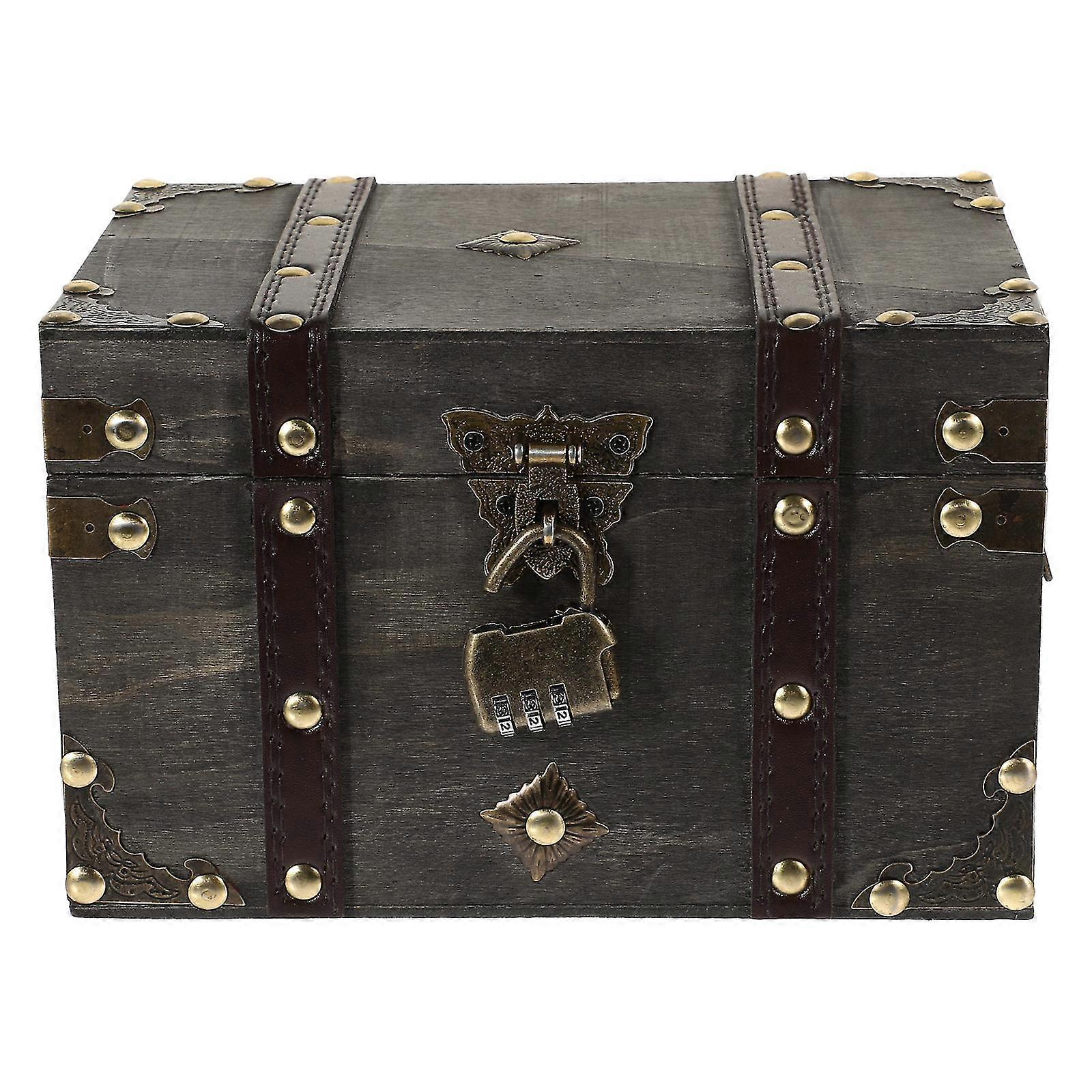 Wooden Pirate Treasure Chest Multi-functional Wooden Storage Box ...