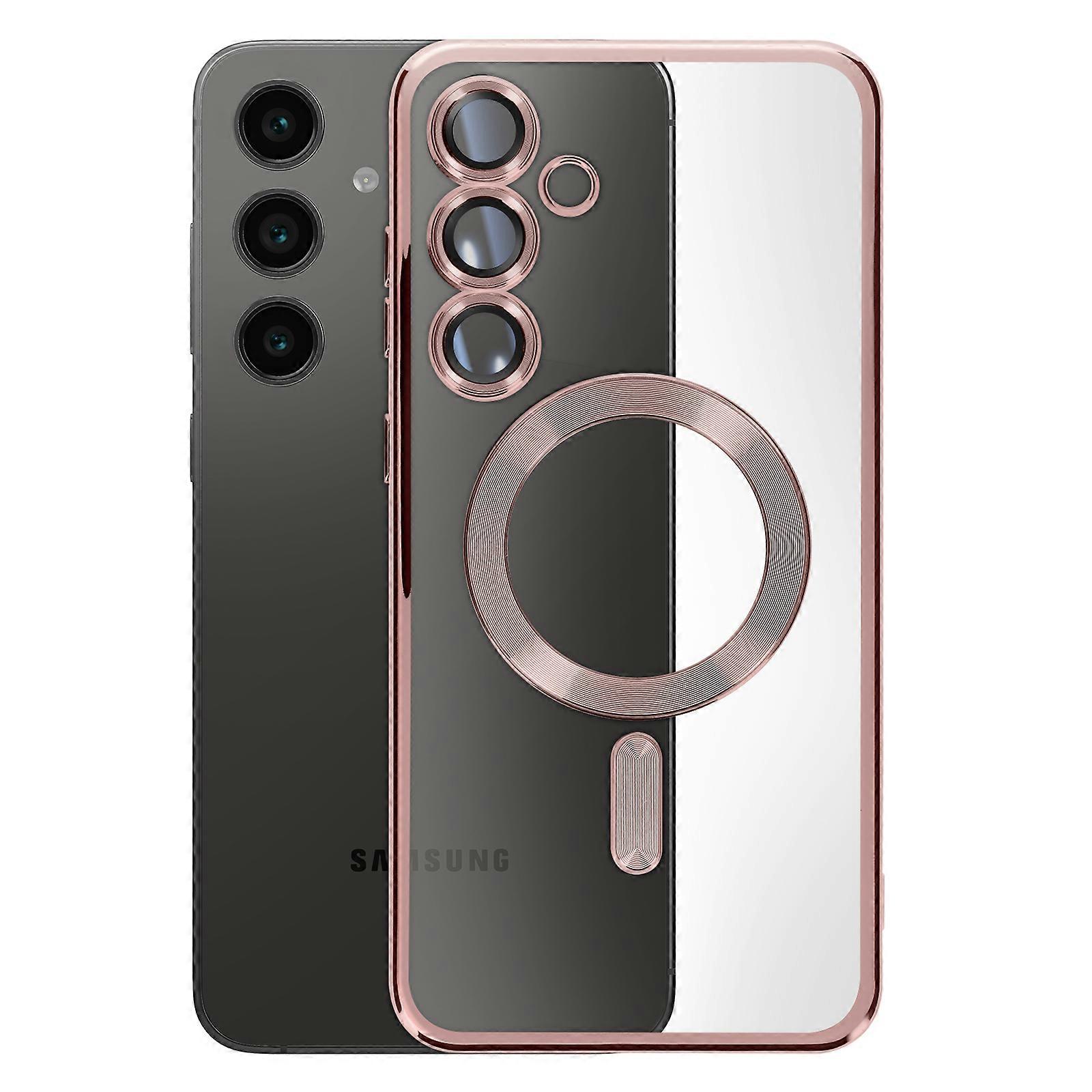 MagSafe Case for Galaxy S24 FE Silicone Chrome Frame, Rose Gold | Fruugo UK