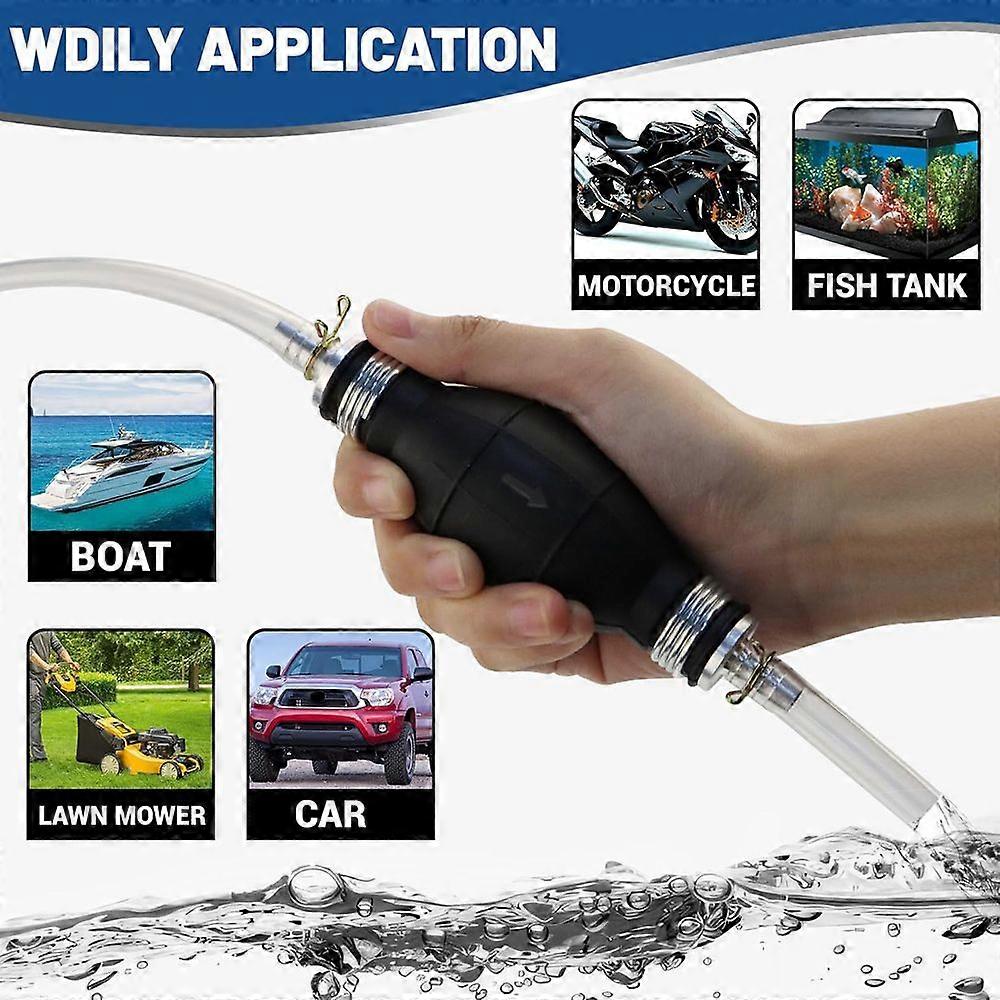 Gas Siphon Pump Hand Fuel Transfer Pump with 6.6 Ft Hose Portable ...