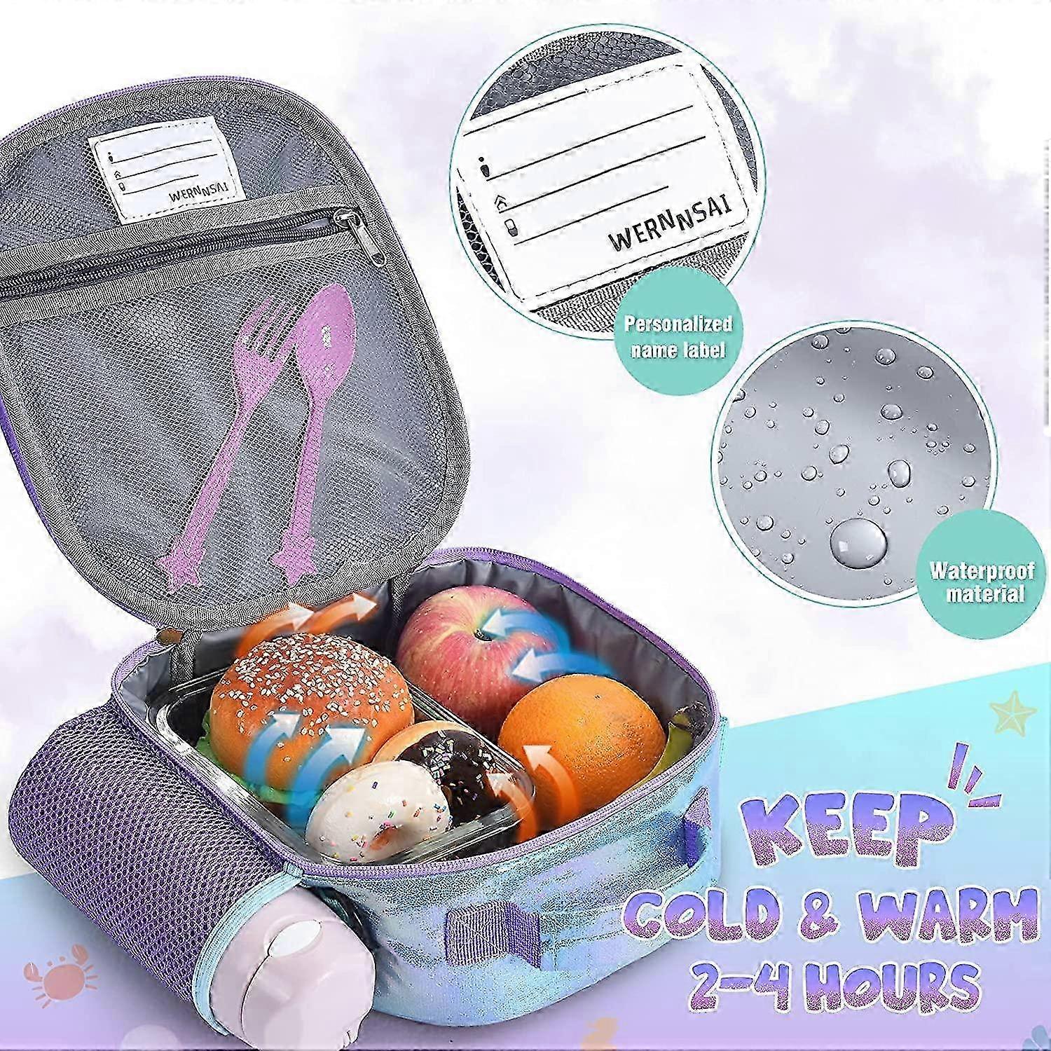 Mermaid Design Lunch Box for Girls with Insulation for School Picnic ...