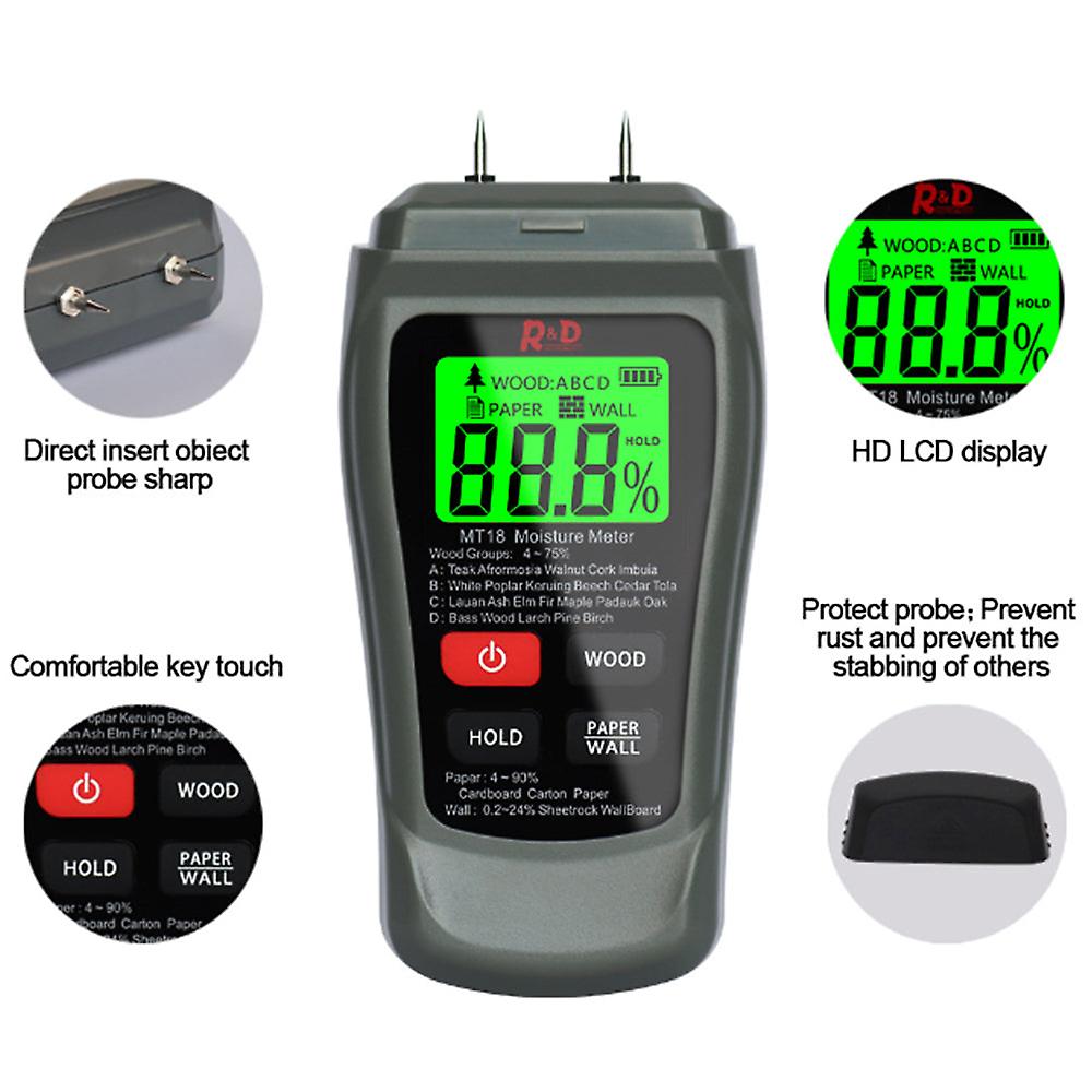 Wood moisture tester needle type wood hygrometer paperboard floor mixed ...