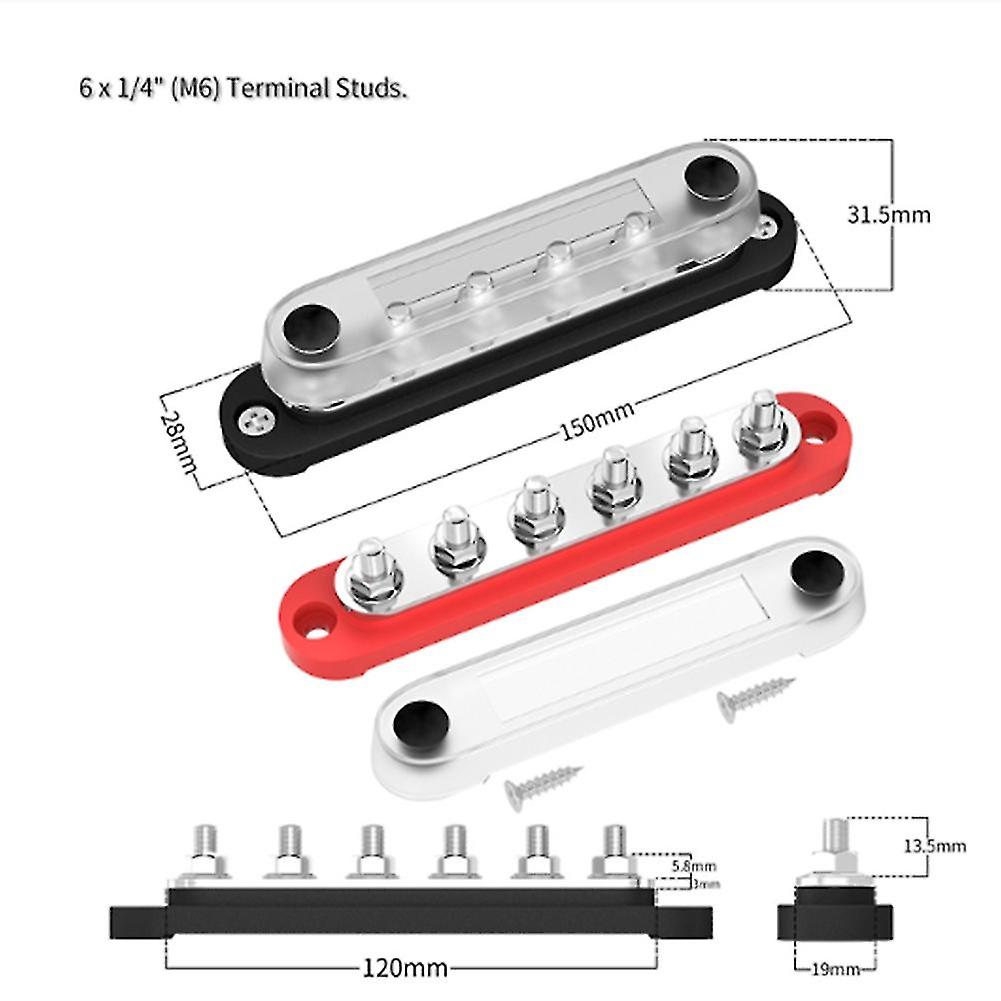 Car Terminal Block Negative Bus Bar 12v Distribution Block M6 Termianl ...