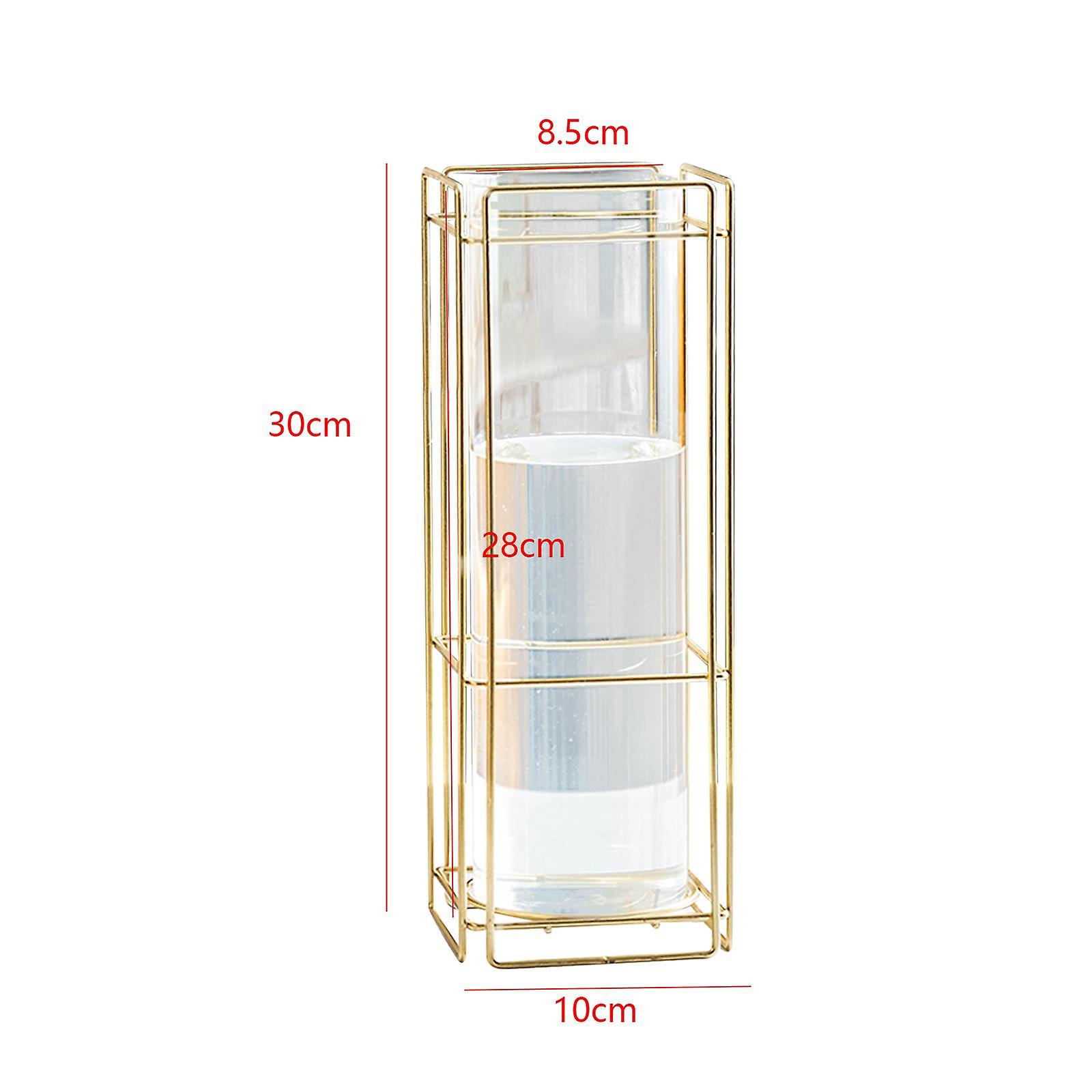 Flower Vase Glass Tube Vase With Metal Rack Stand Desktop Flower Vase ...