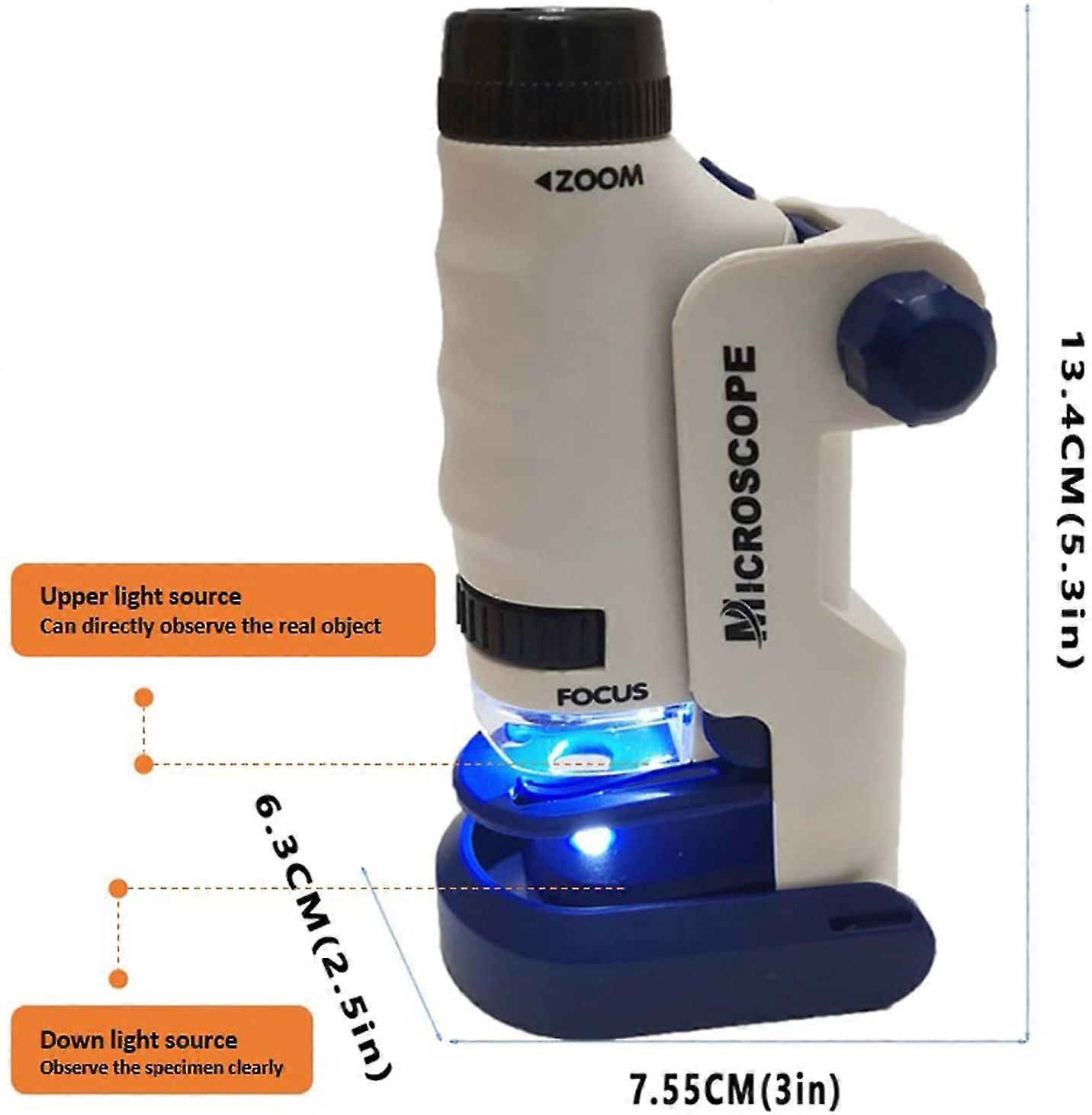Pocket Microscope For Kids Adults,stem Handheld Microscopes 60x-120x ...