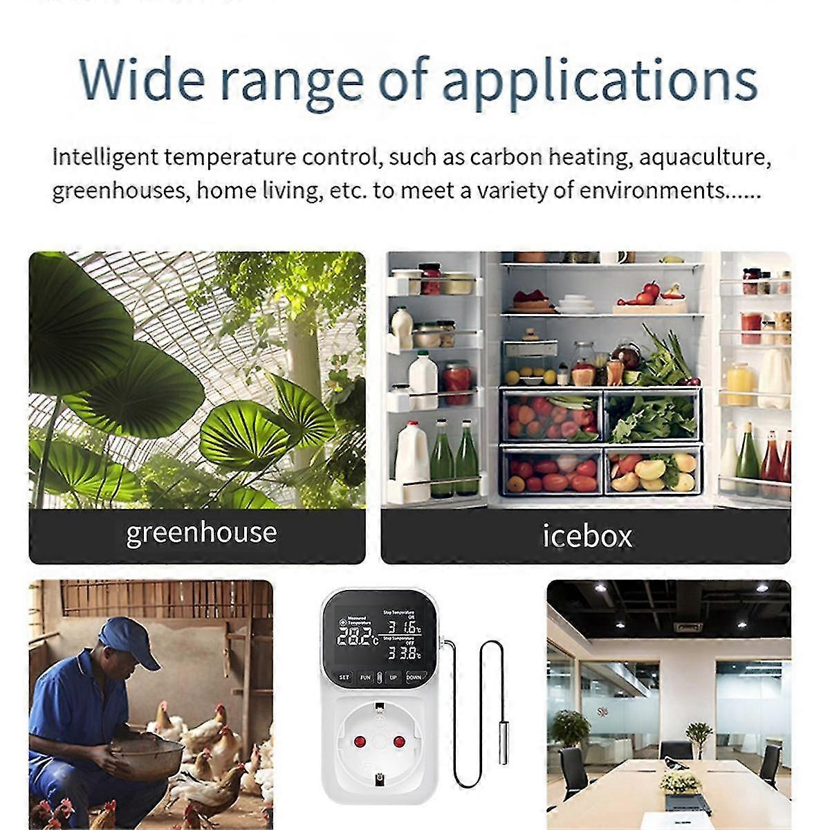 Digital Temperature Controller,Reptile Thermostat Timer Switch Plug with Sensor for Home ...