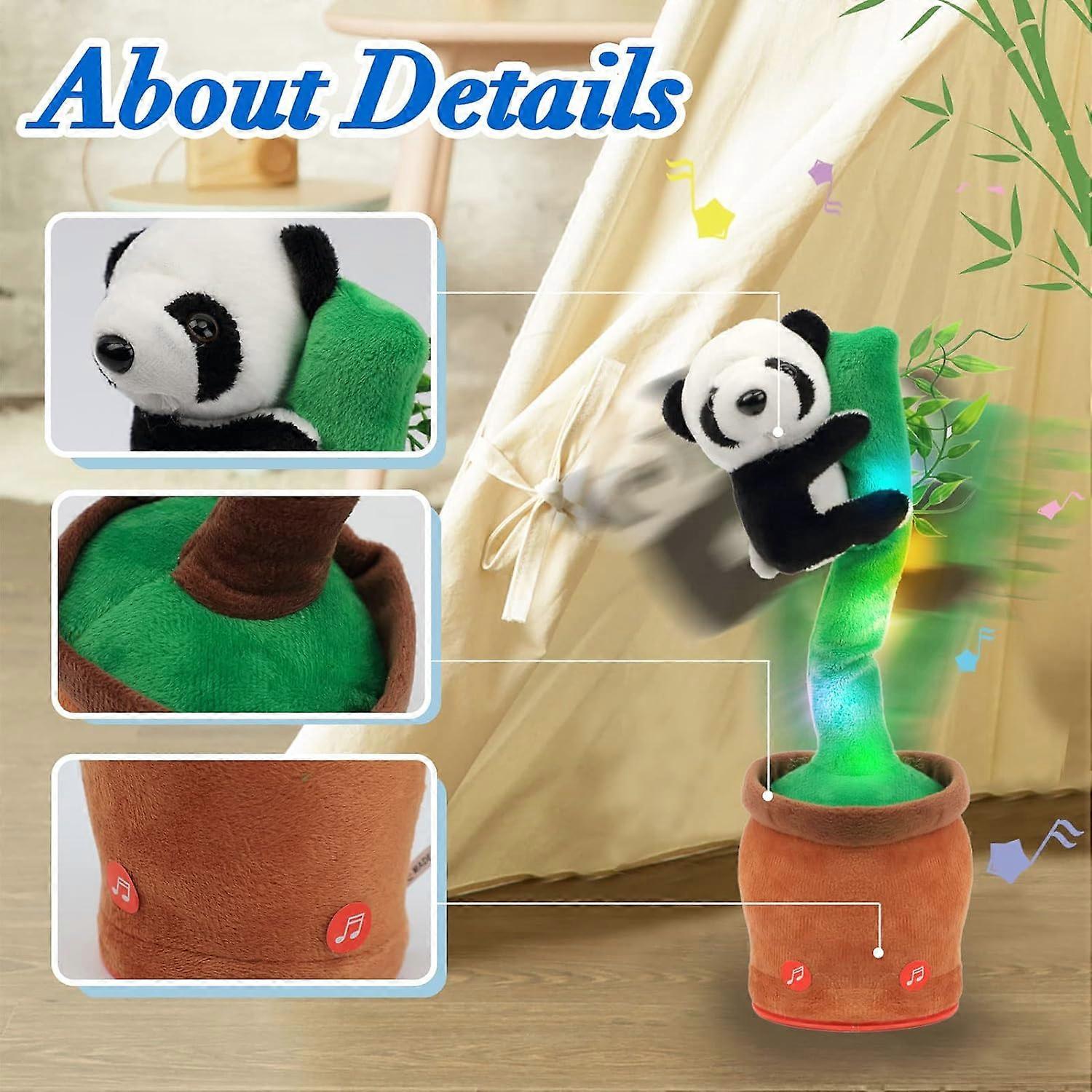 Glowing Dancing Panda Toy with Bamboo Repeats What You Say Talking Toy ...
