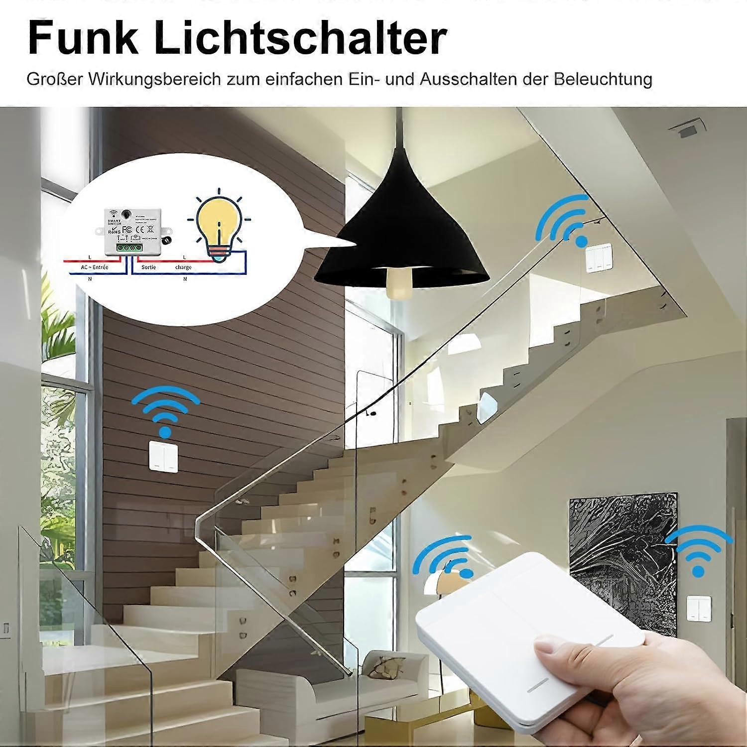 Wireless Switch Kit, RF Wireless Switch & Receiver Controller 2200W/10A ...