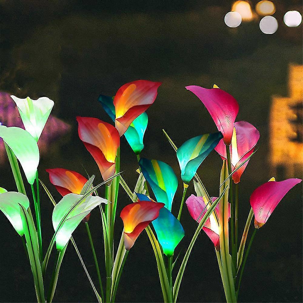 4 LED Solar Garden Lights, Calla Lily Lights for Garden, Patio, Pathway ...