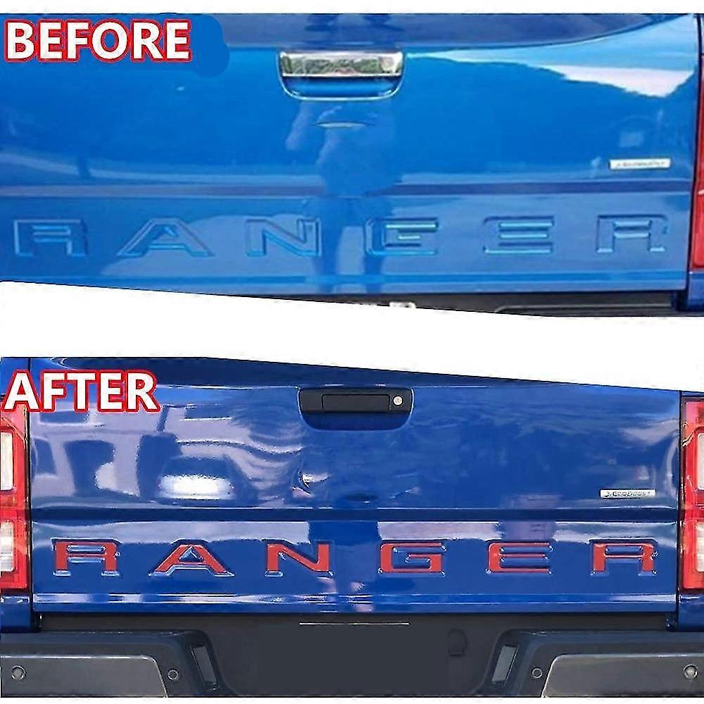 tailgate insert letters for ford ranger 2019 2020, emblems (red ...