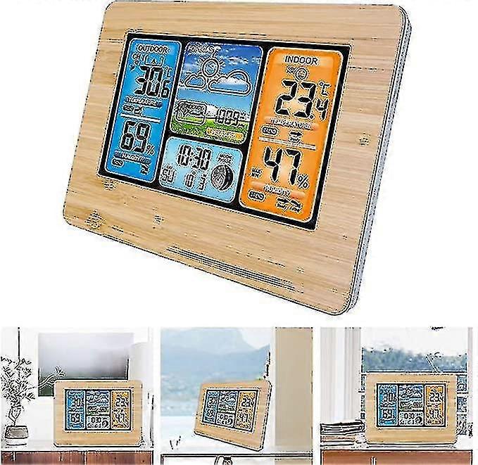 Wireless Weather Station Alarm Moon Phase Weather Clock With Outdoor ...