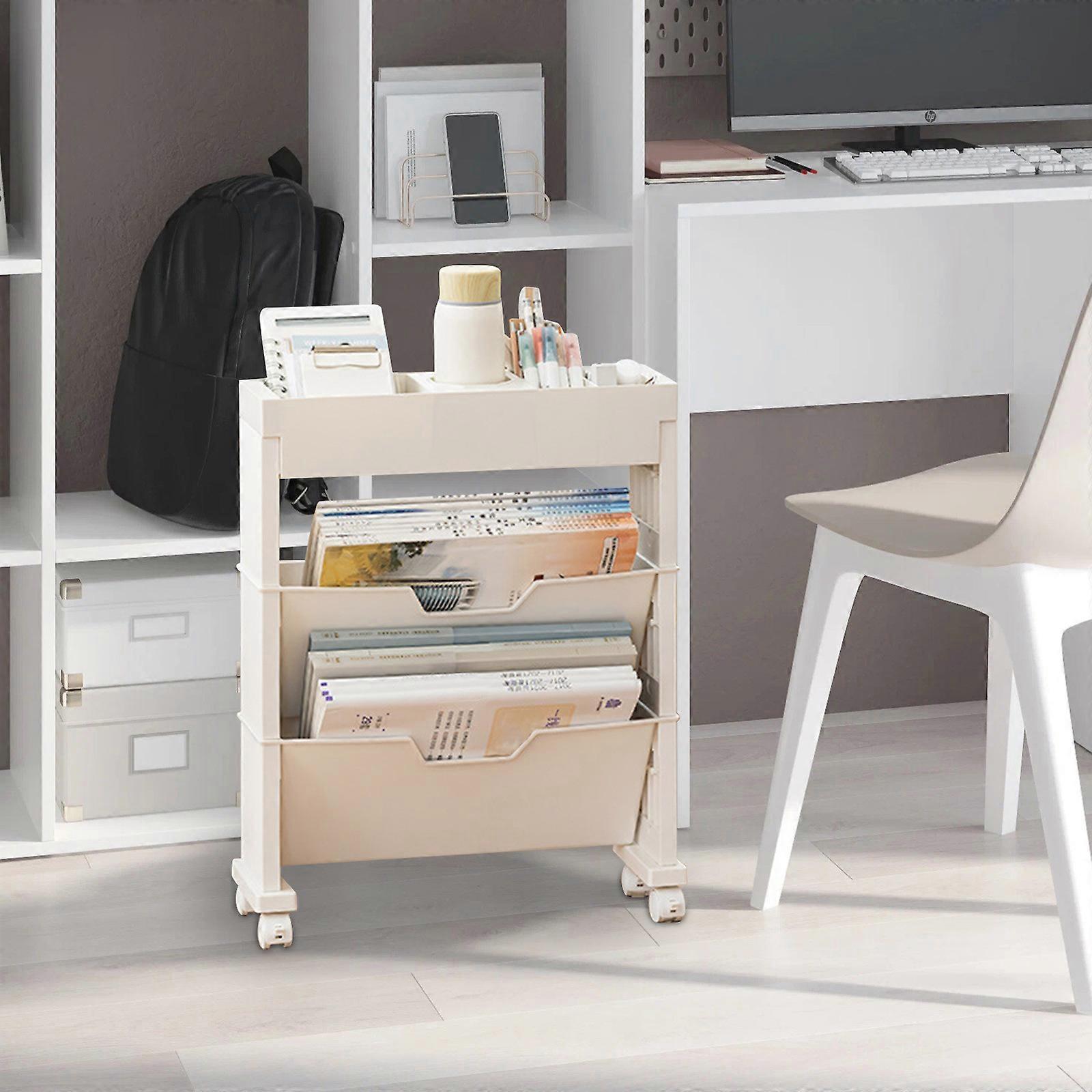 3-layer Rolling Utility Car, Mobile Bookshelf, Multifunctional Mobile ...