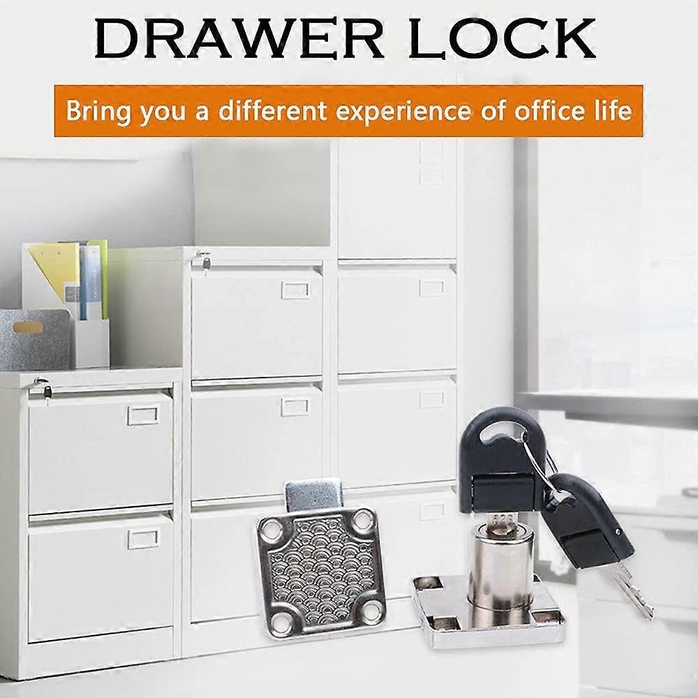 2 stk. Hvid lås Push Lock Zink Legering Skrivebord Skuffe Lås Cylinder ...