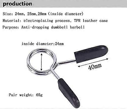 Barbell Clips - 1 Pair Spring Collars for Weightlifting Bars and Gym ...