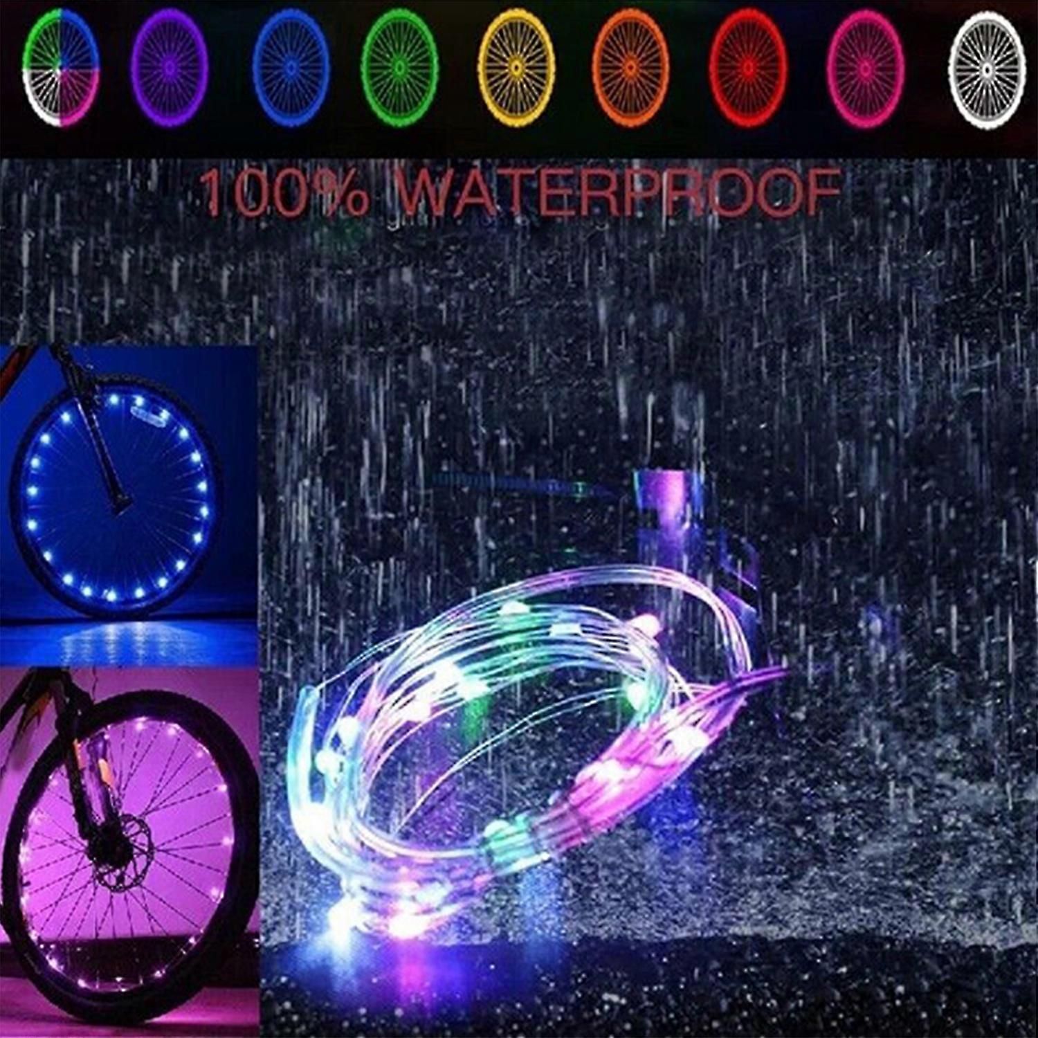 2 Tire Pack LED Bike Wheel Lights Ultra Bright Waterproof Bicycle Spoke ...