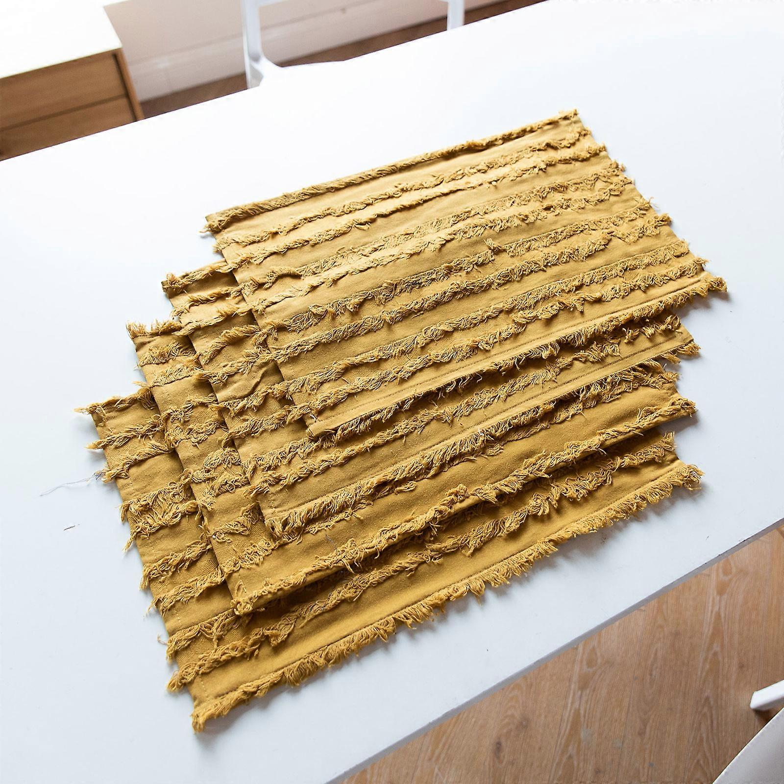 Pack of 2 Cotton Linen Dining Mats Set Table Decors Dish Protective ...