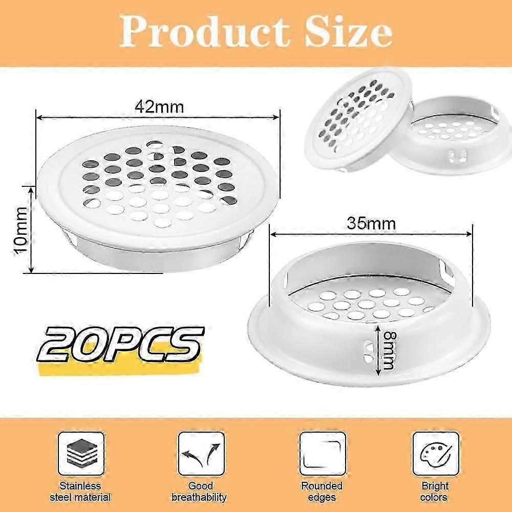 20PCS White Ventilation Grille, 35mm Round Air Vent Grille, Stainless ...