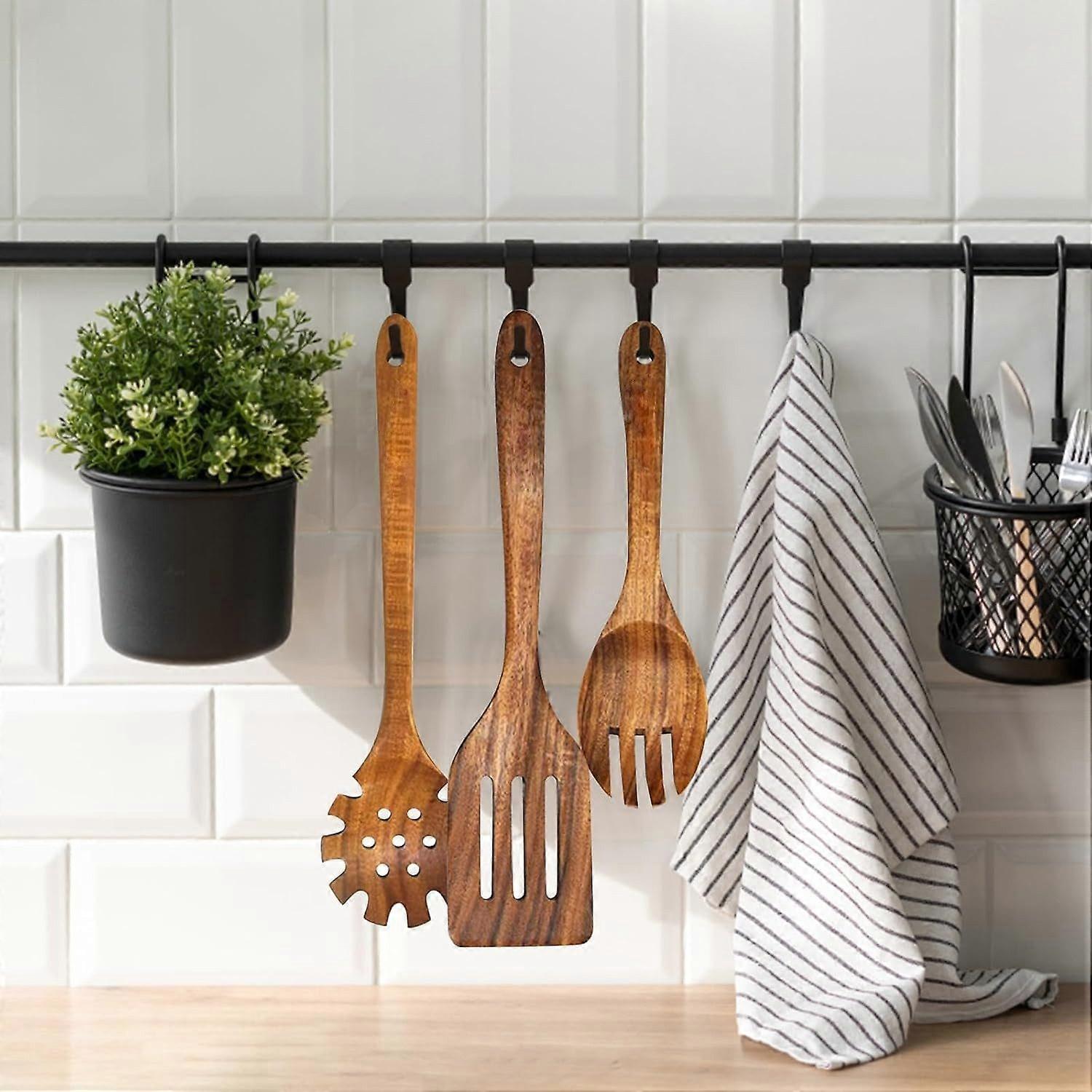 Kitchen set with kitchen utensils - Wooden utensils p | Fruugo UK