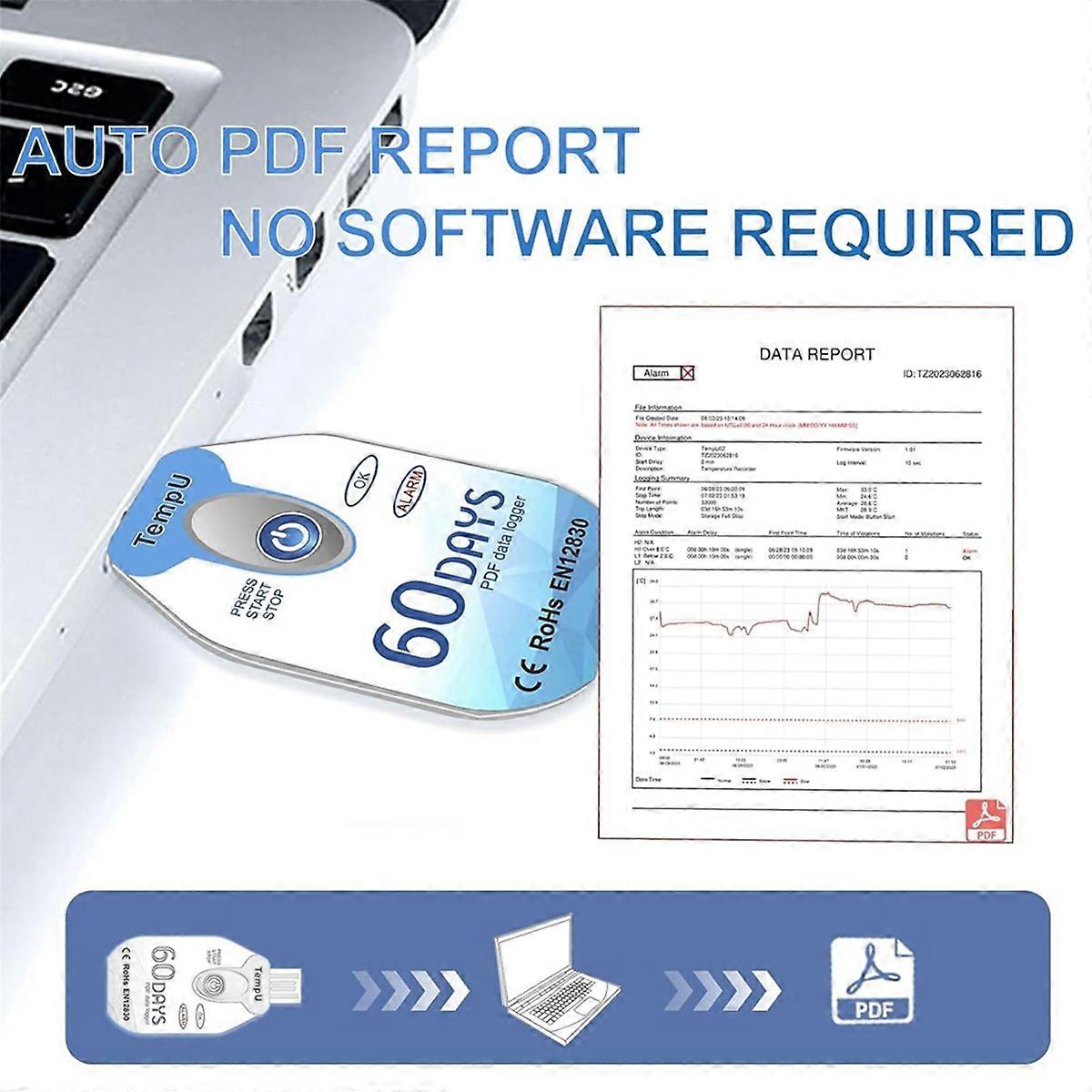 Temperature Data Logger USB Disposable PDF Temp Recorder 10 Pack ...