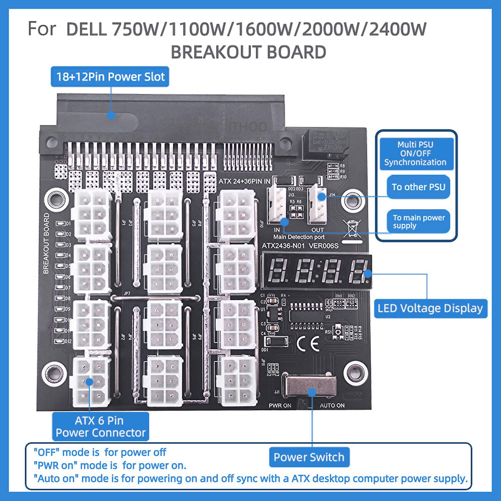 Mining Breakout Board 12 Ports 6 Pin Stromversorgungsmodul für PSU 750w ...