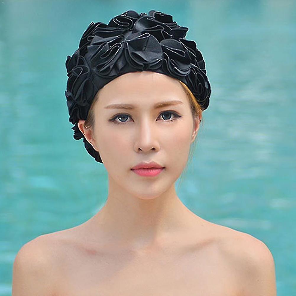 Women Swimming Cap New Elastic Nylon Fabric Protect Ears Long Hair ...