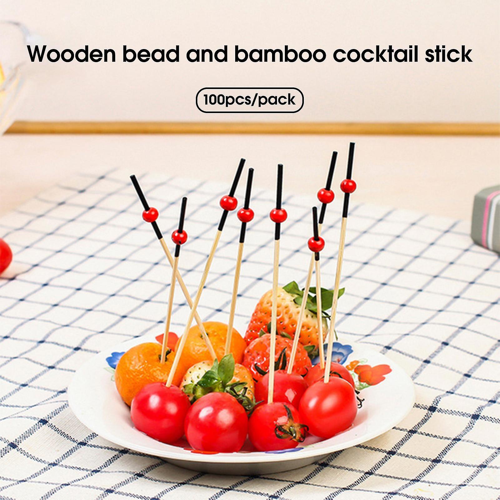 100pcs/bag Bamboo Stick Anti-crack Food Grade Smooth Wooden Bead Design ...