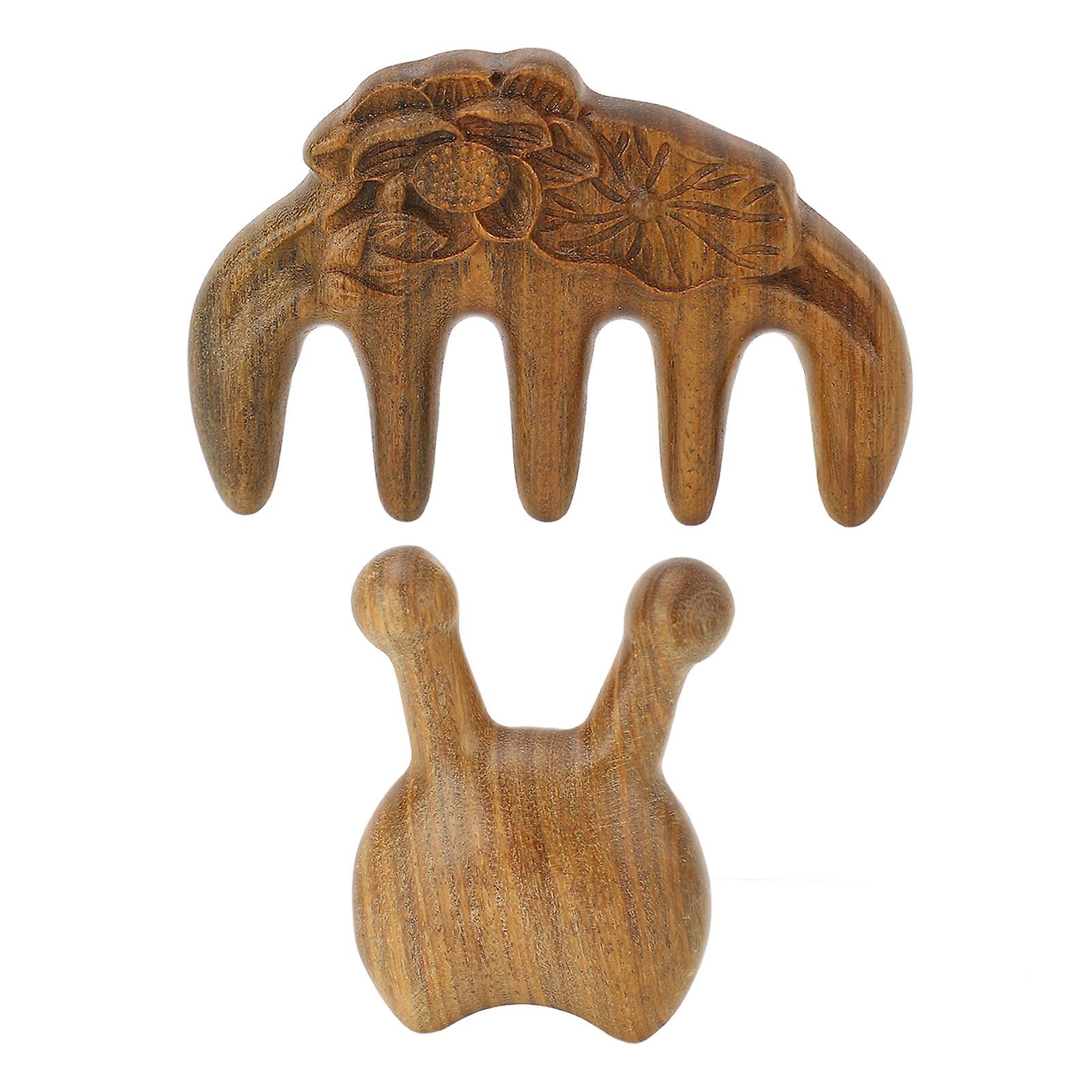 Massage Hair Comb Head Scalp Meridian Comb Y Shape Wooden Nose Scraper ...