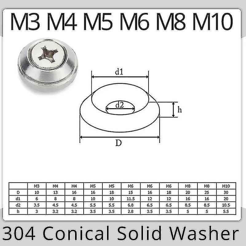 Countersunk Washer M3 M4 M5 M6 M8 M10 Conical Solid Flat Gasket Concave ...