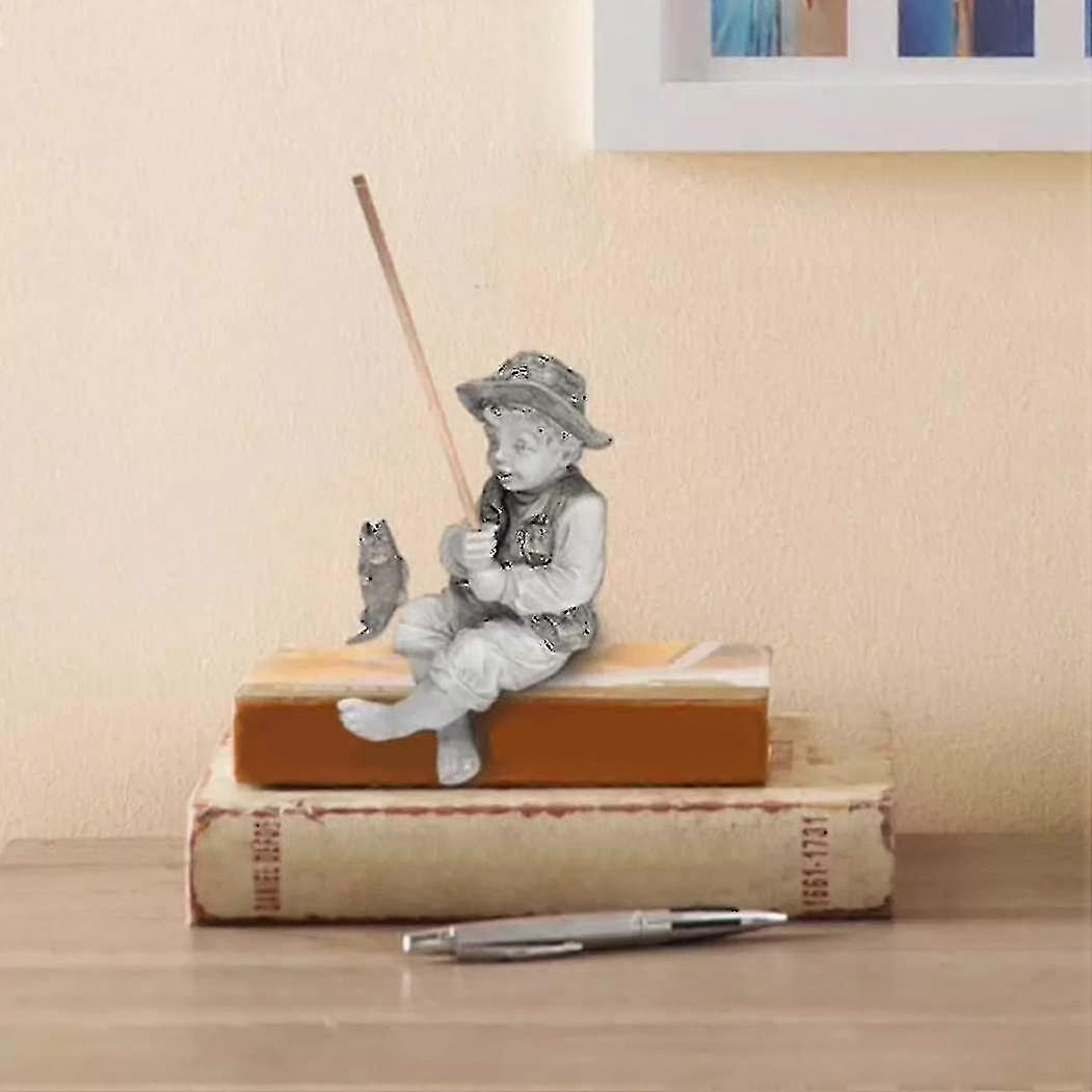 Garden Fisherman Statue Resin Fishing Boy Sculpture Decorative Yard ...