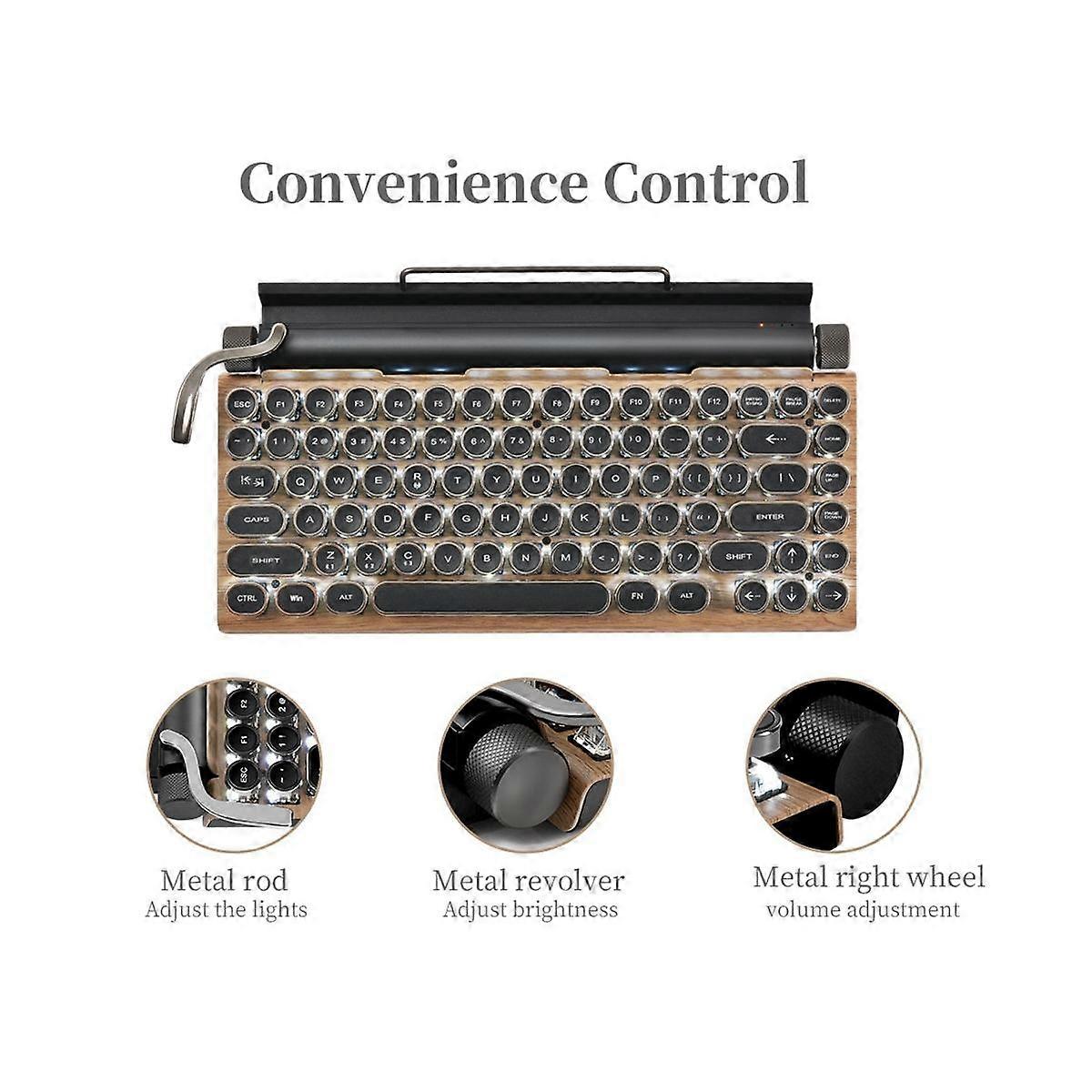 83 Keys Gaming Keyboards Retro Typewriter Keyboard Wireless Bluetooth ...