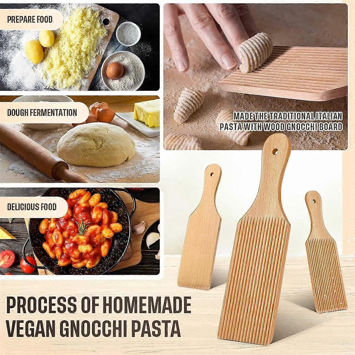 3 Pcs Gnocchi Boards and Wooden Butter Paddles for Rolling Dough 9.1 X ...
