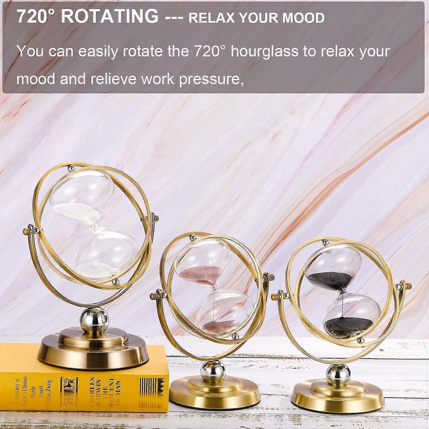 Large Brass Hourglass Timer 60 Minutes, Antique Rotating Black Sand ...