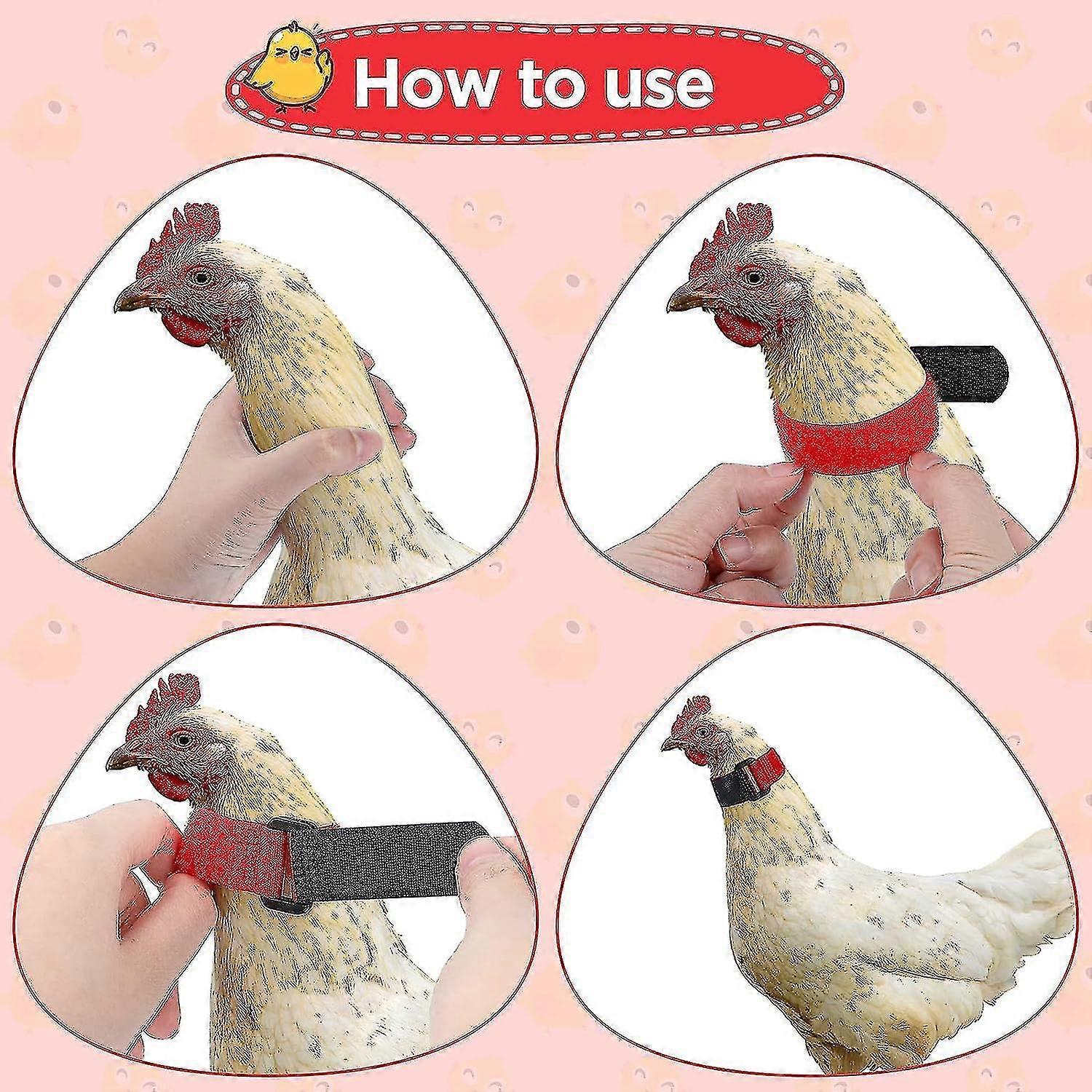 4 Pieces Rooster Collar, No Crow Adjustable Chicken Collar Anti Hook ...