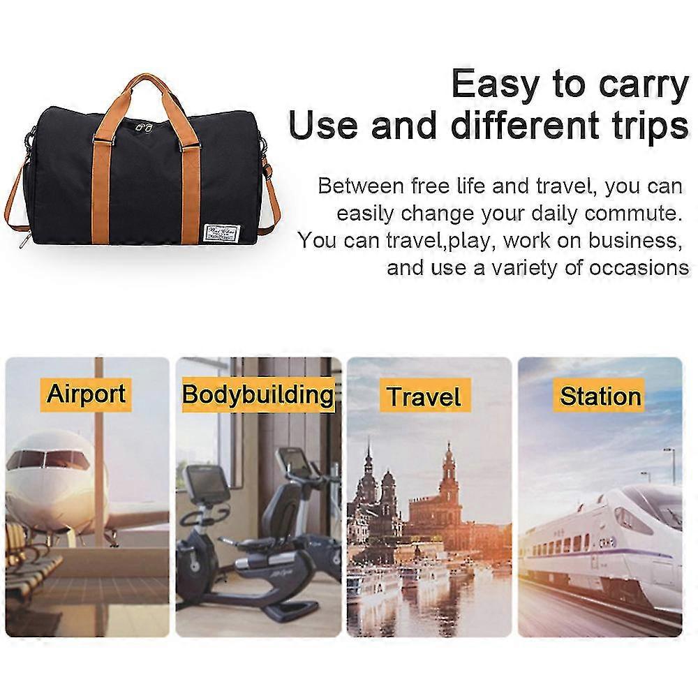 Sports Gym Bag With Shoe Compartment&wet Pocket,travel Duffel Bag,weekend Bag Black | Fruugo UK