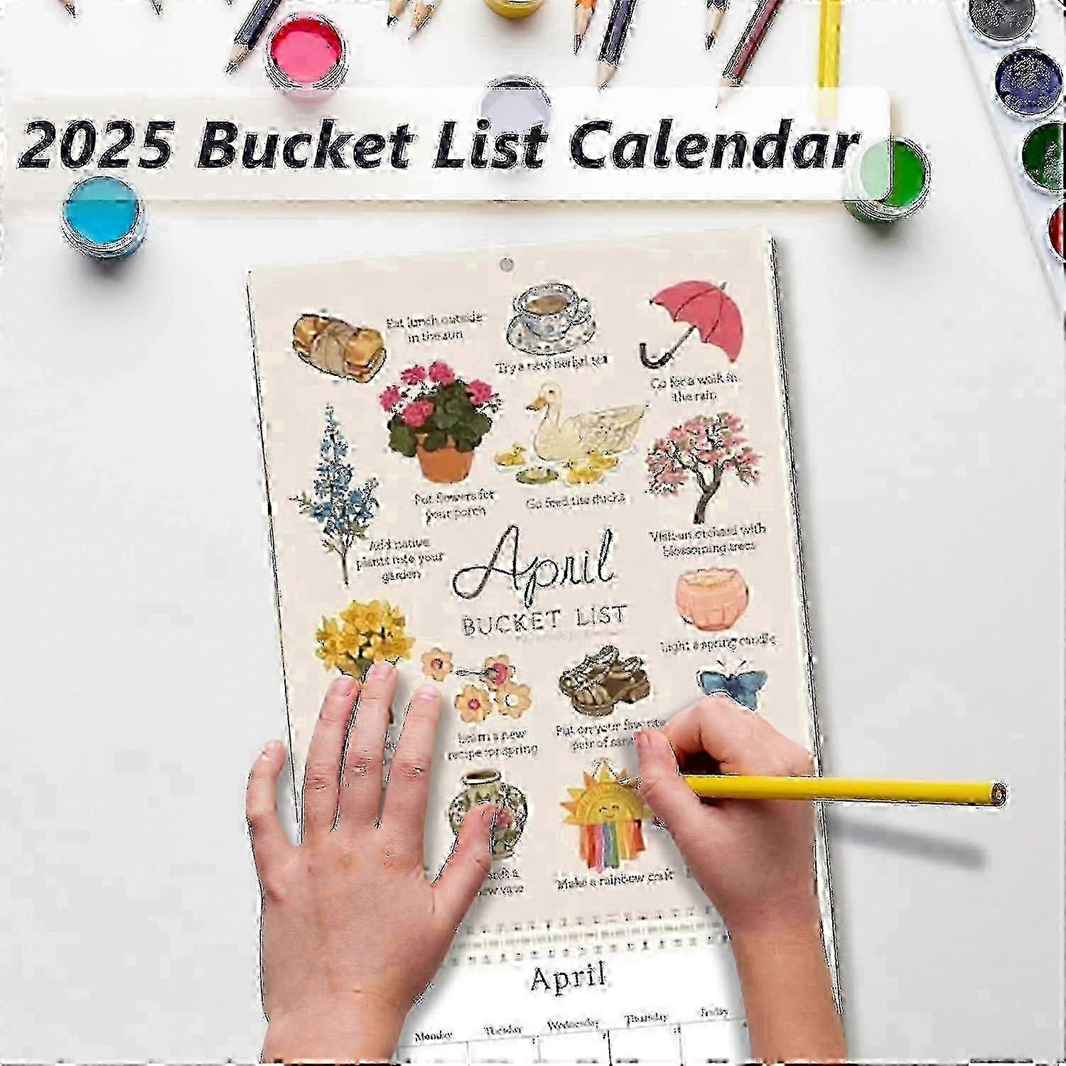 2025 Bucket List Calendar, 12 Months Wall Calendar, 2025 Wall Calendar ...
