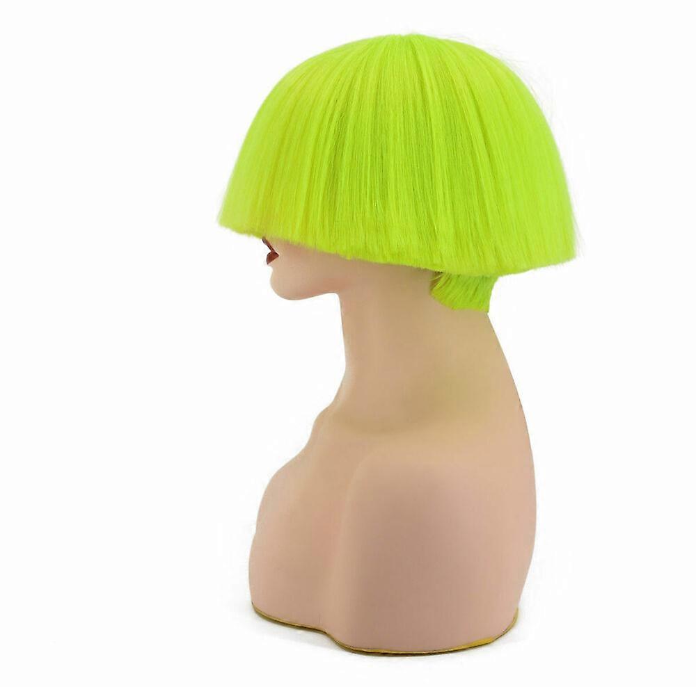 Fashion Short Bowl Cut Wigs Lime Green Bob Wig Party Cosplay Wig for ...