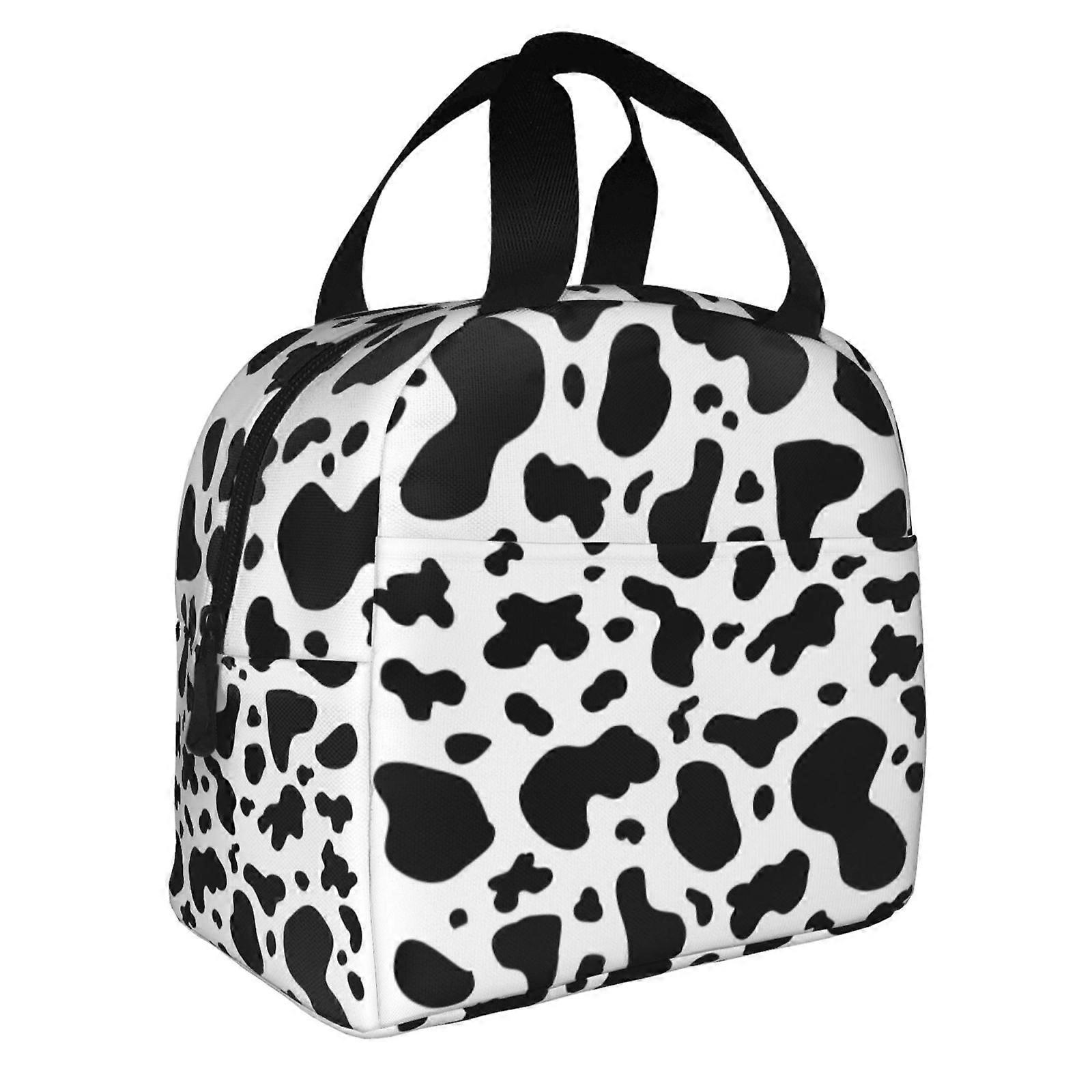 Cow Print Lunch Bag Reusable Insulated Lunch Box Kawaii Waterproof ...