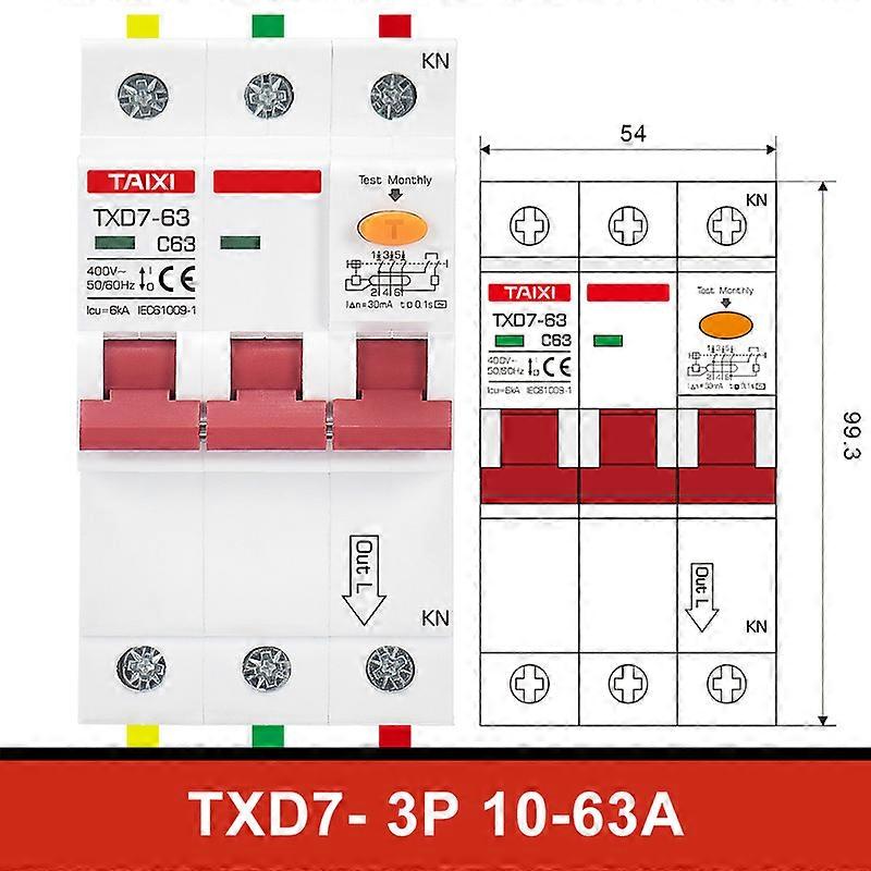 Mini RCBO Circuit Breakers ELCB For Low Voltage 63A With 30mA 100mA ...