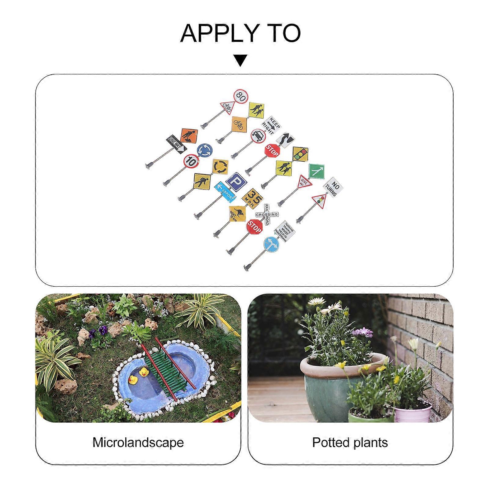 14 Pcs Kids Outdoor Playsets Construction Signs Toys Miniature Road ...